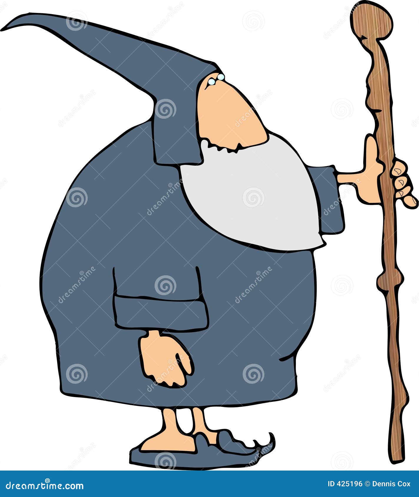 Wizard with a Walking Stick Stock Illustration - Illustration of cape ...