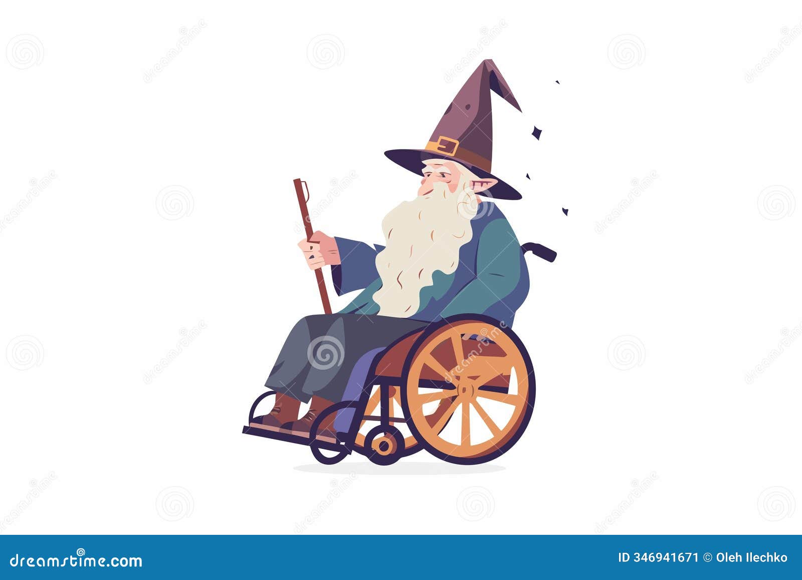 Wizard on Wheelchair Isolated Stock Vector - Illustration of costume ...