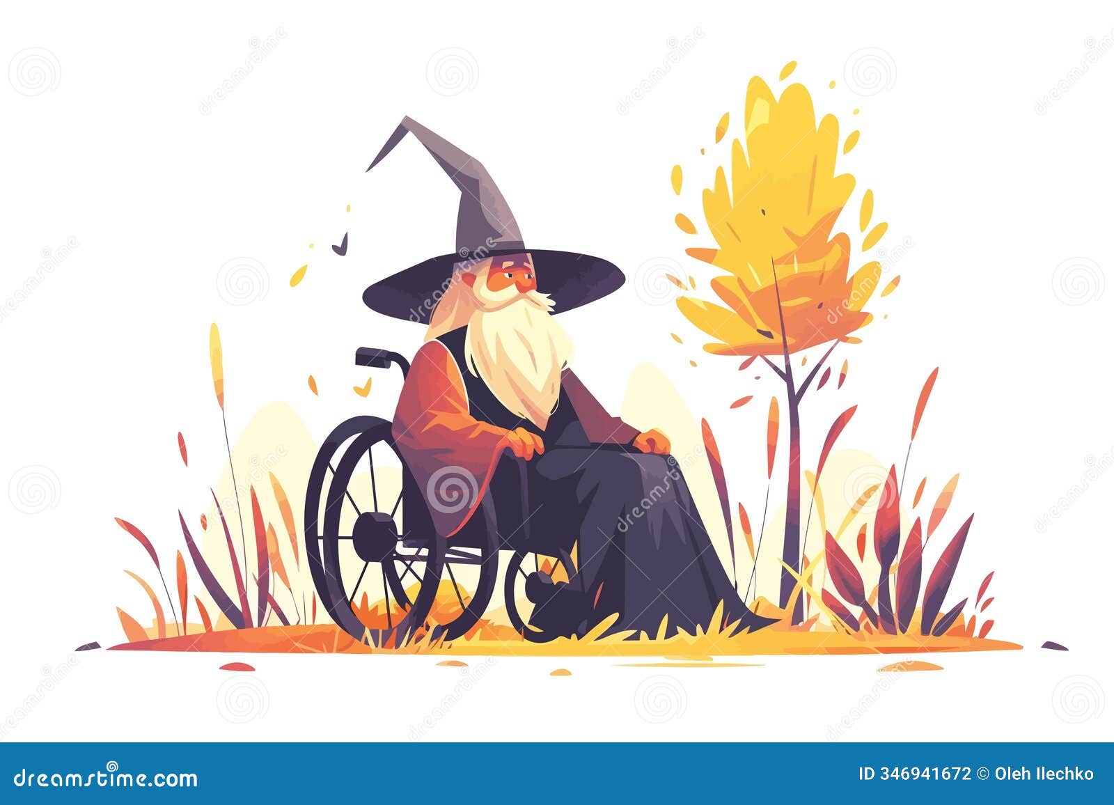 Wizard on Wheelchair Isolated Stock Vector - Illustration of flat ...