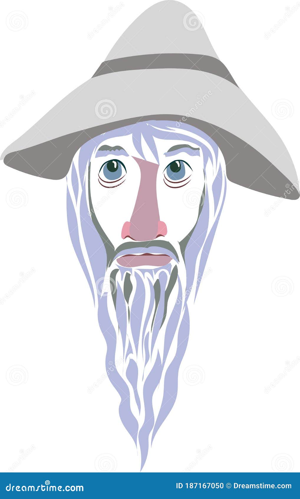 A Wizard in a Wide-brimmed Hat with a Mustache and Beard Stock Vector ...