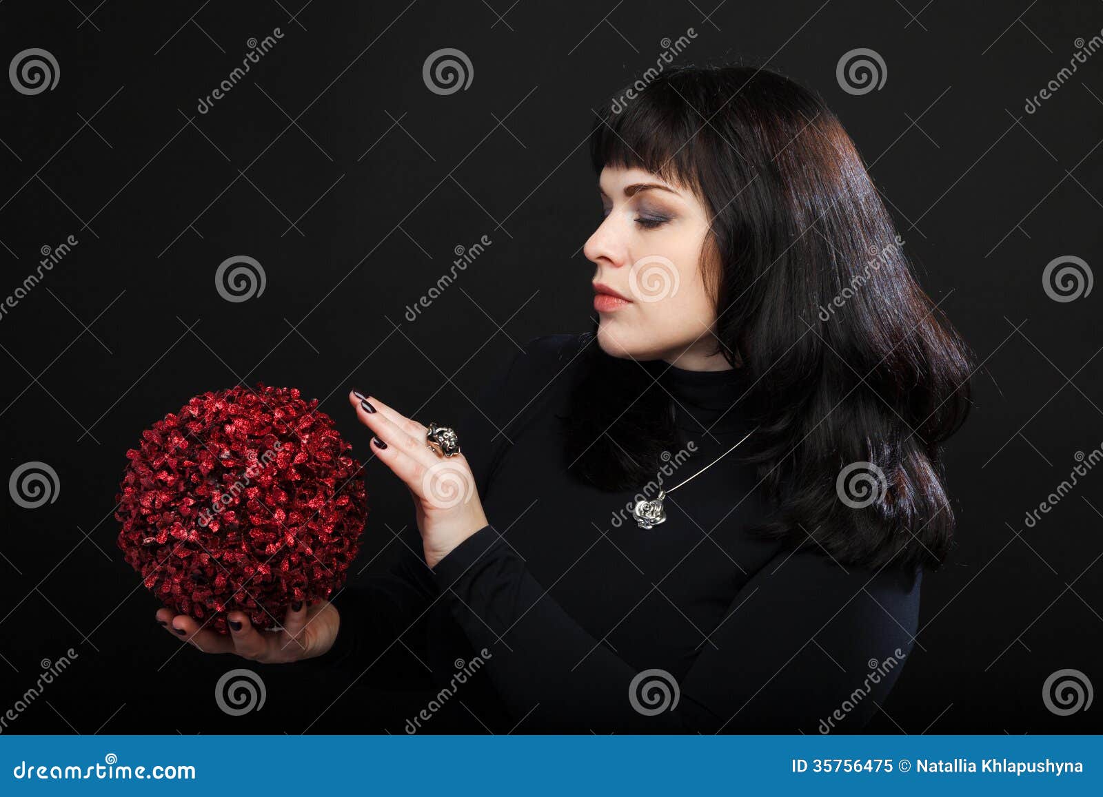 Wizard Woman Holds Red Magic Ball Stock Image - Image of oracle, mystic ...