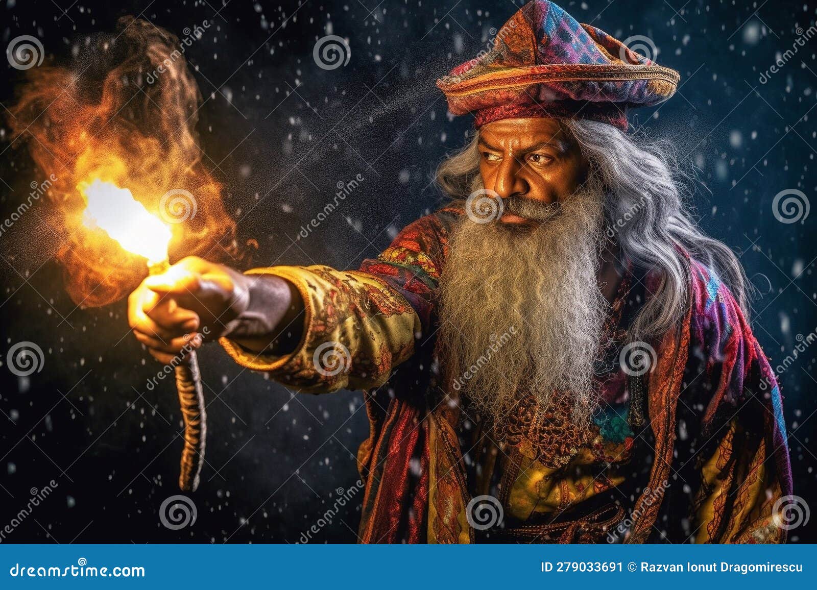 Wizzard Doing Magic. Illustration of a Wizard Immersed in the Act of ...