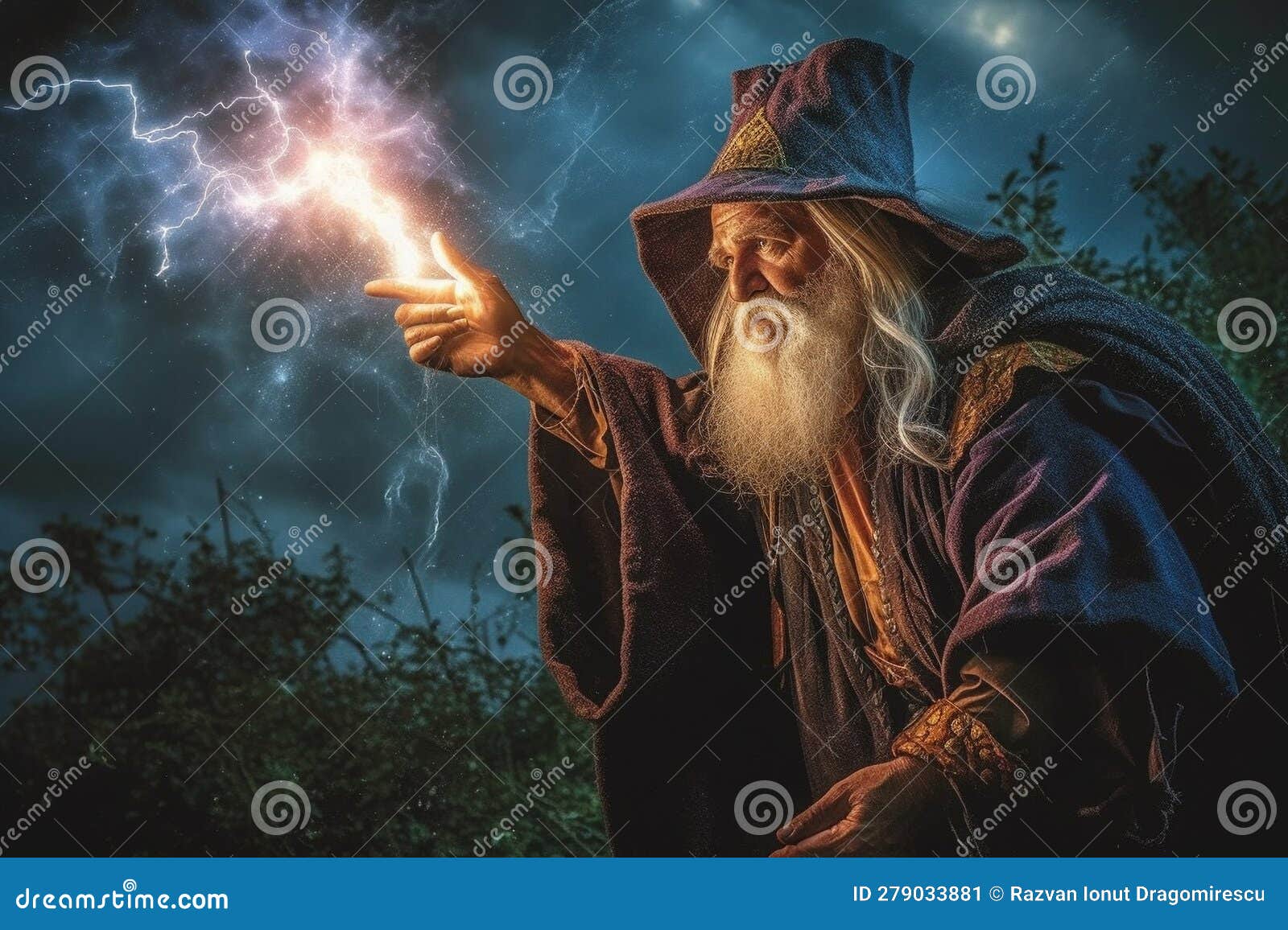 Wizzard Doing Magic. Illustration of a Wizard Immersed in the Act of ...