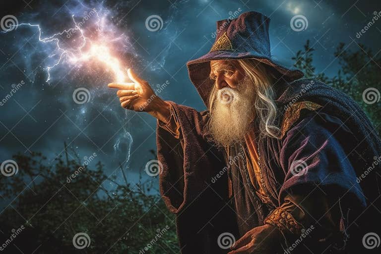 Wizzard Doing Magic. Illustration of a Wizard Immersed in the Act of ...