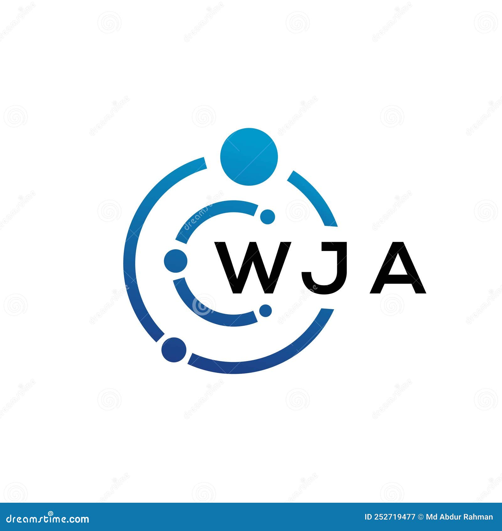 WJA Letter Technology Logo Design on White Background. WJA Creative ...