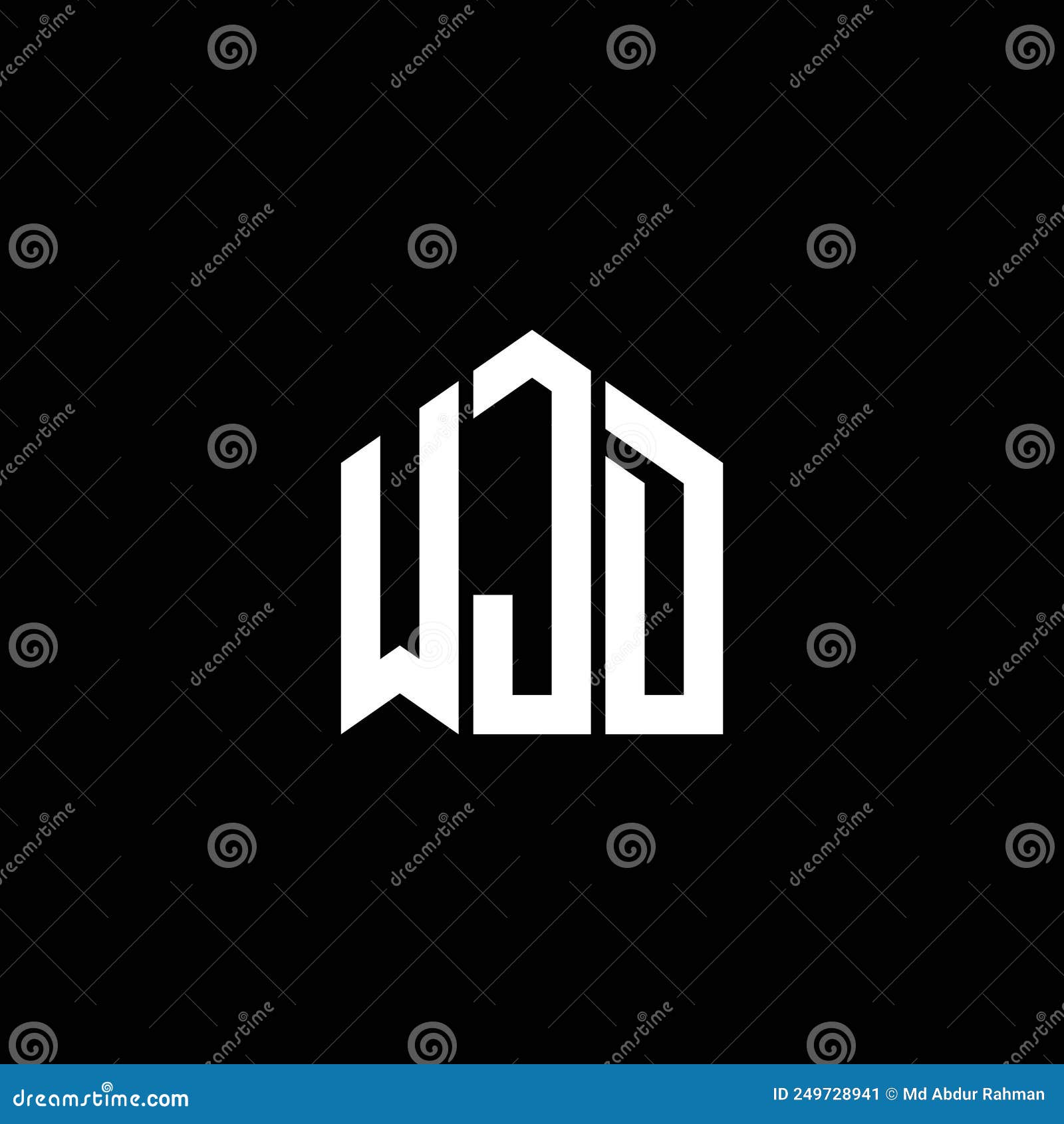 WJD Letter Logo Design on BLACK Background. WJD Creative Initials ...