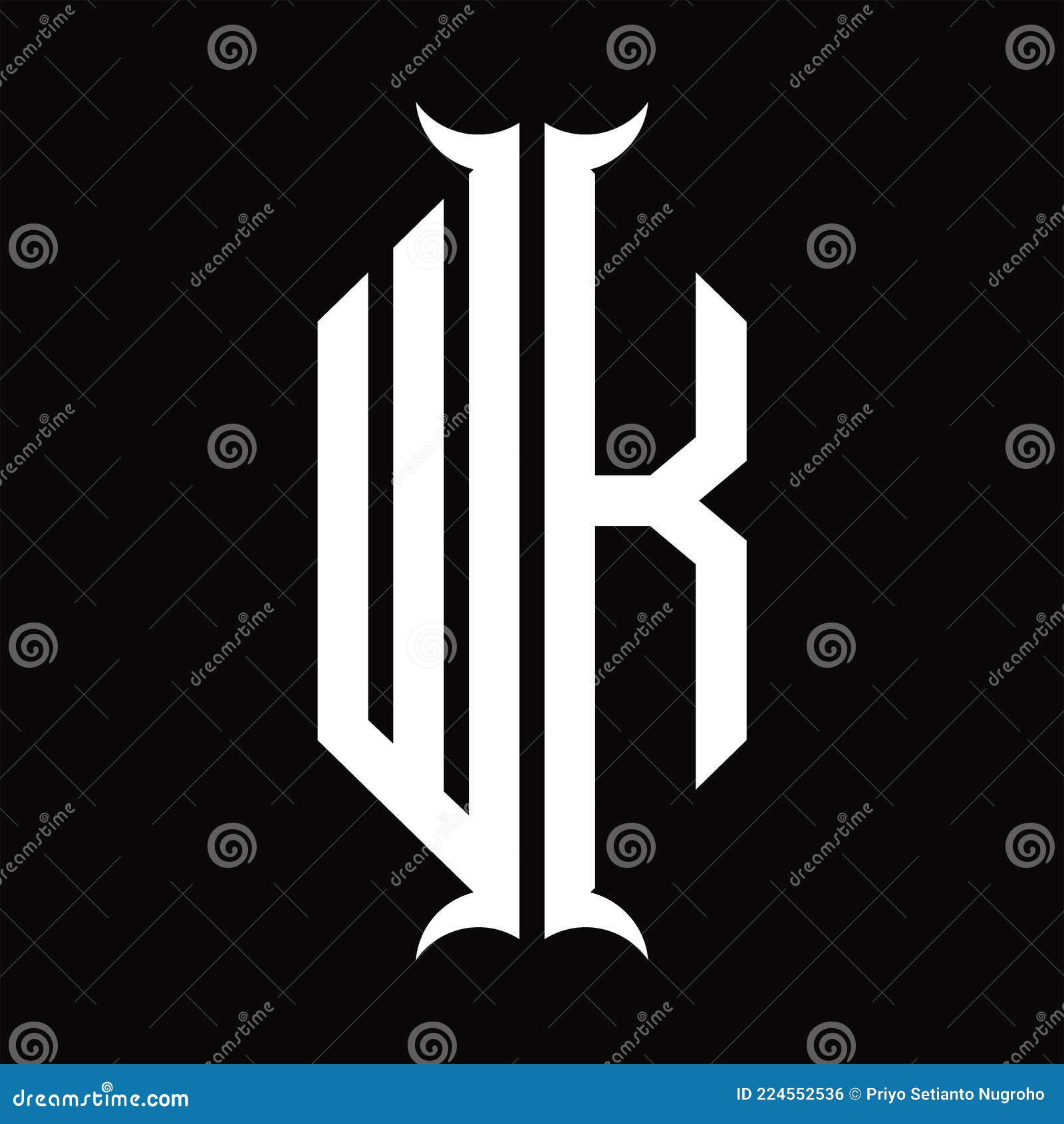 WK Logo Monogram with Horn Shape Design Template Stock Vector ...