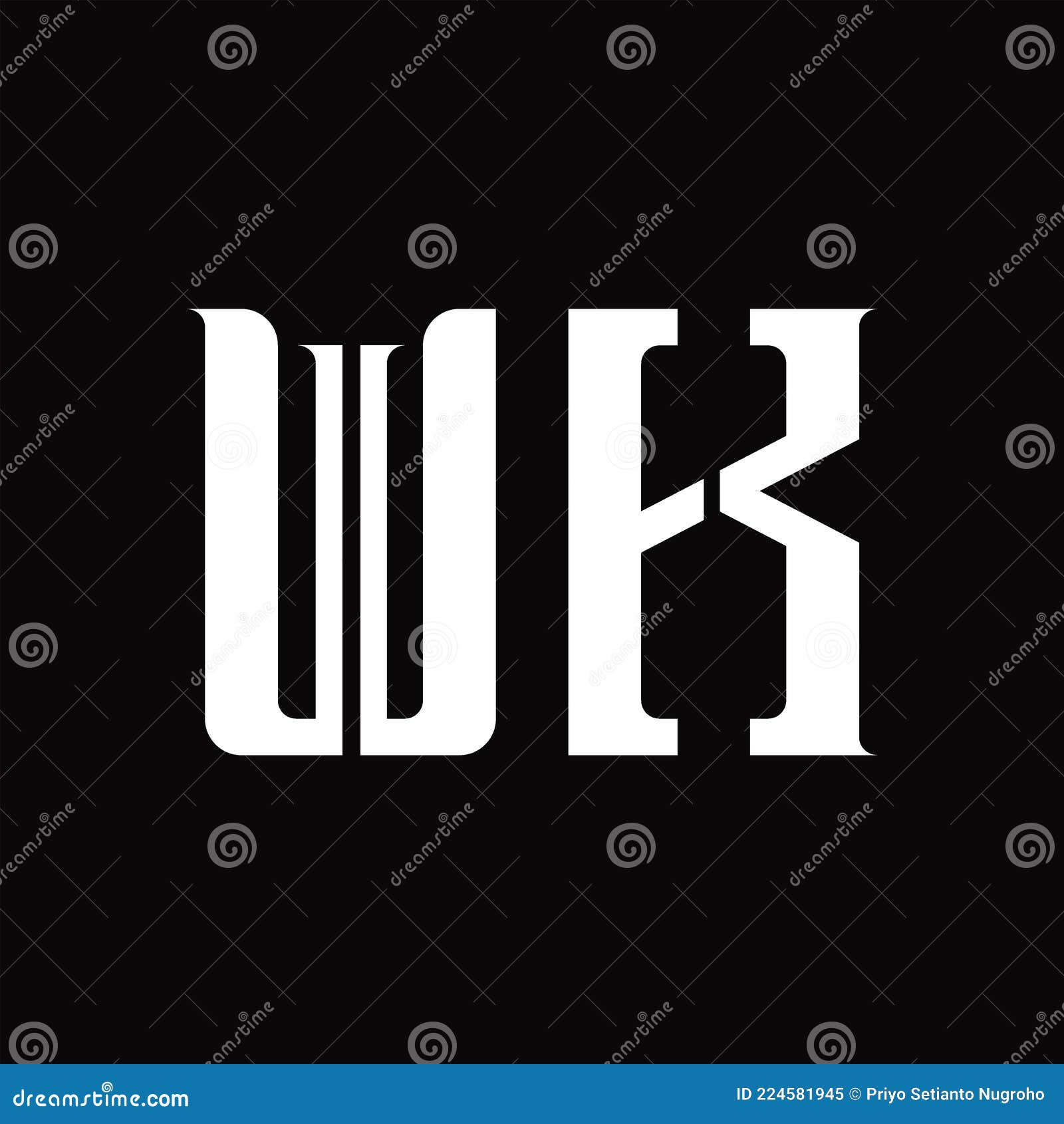 WK Logo Monogram with Middle Slice Design Template Stock Vector ...