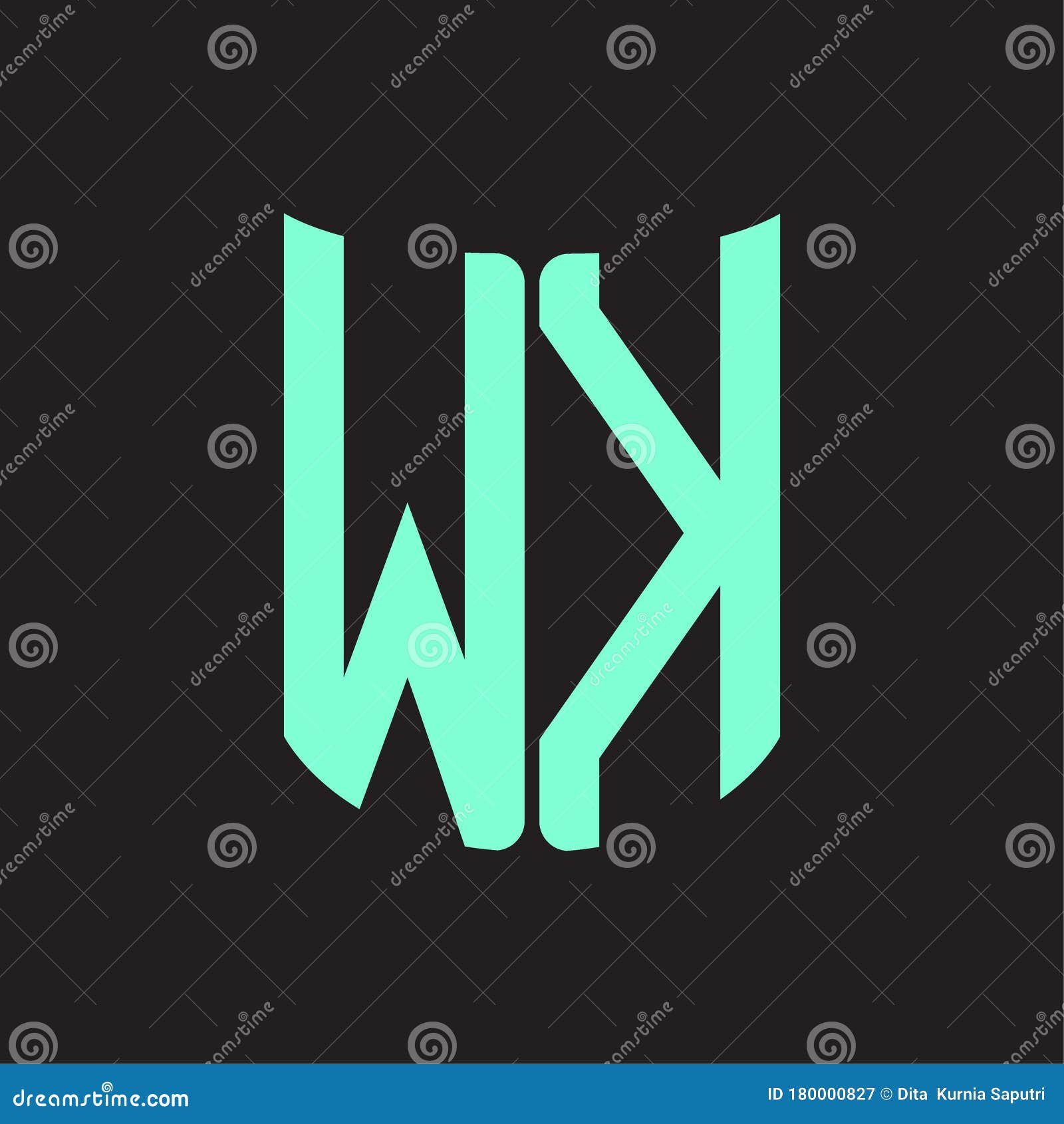 WK Logo Monogram with Ribbon Style Design Template Stock Vector ...