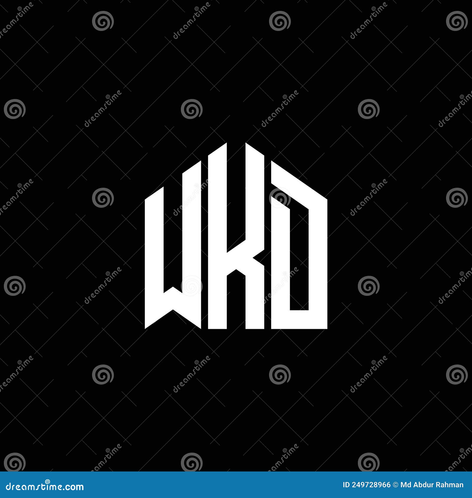 WKD Letter Logo Design on BLACK Background. WKD Creative Initials ...