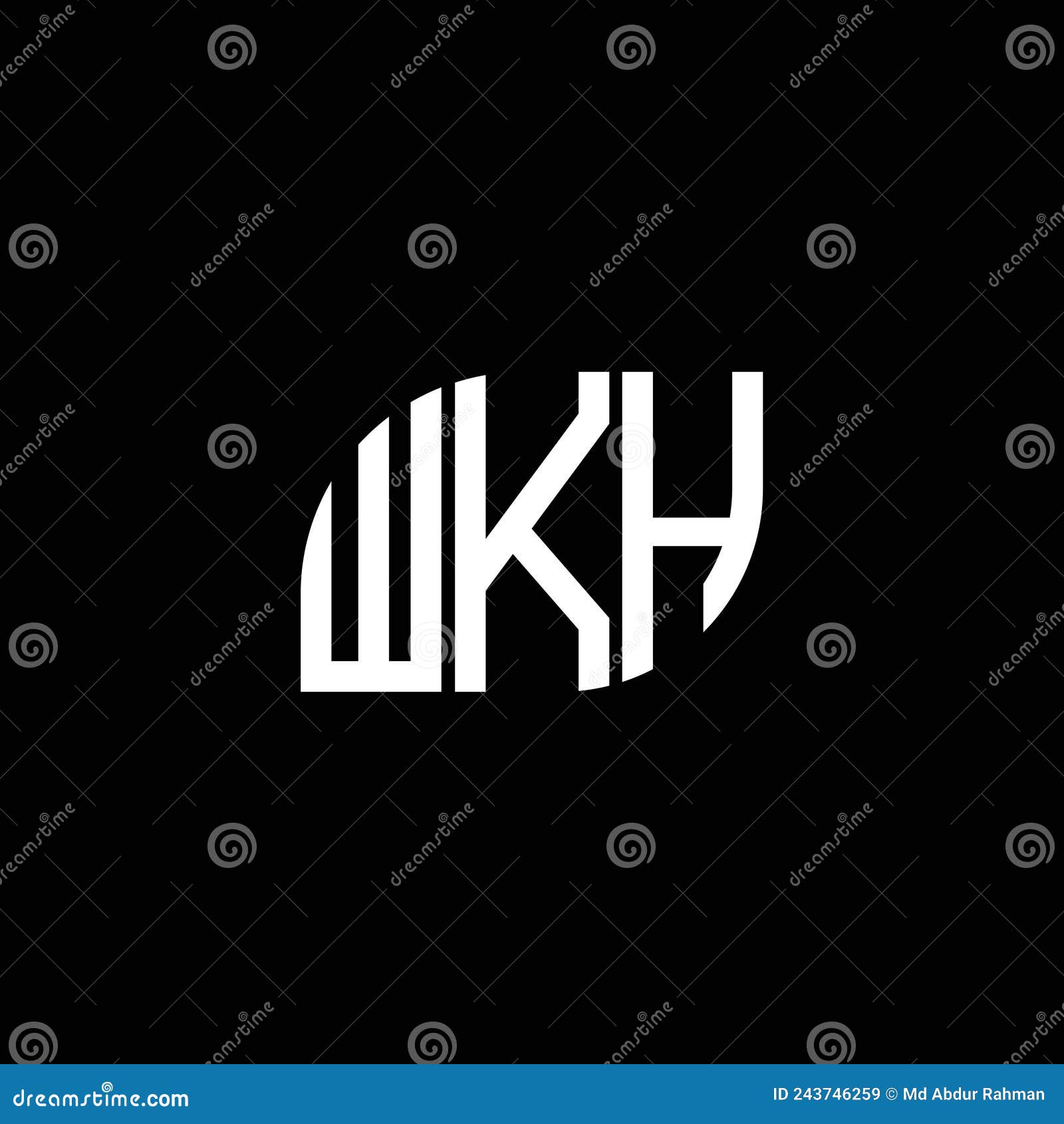 WKH Letter Logo Design on Black Background. WKH Creative Initials ...