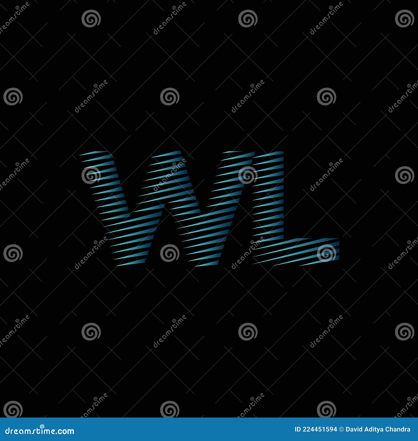 WL Monogram Lines Style Blue Light Vector Stock Vector - Illustration ...