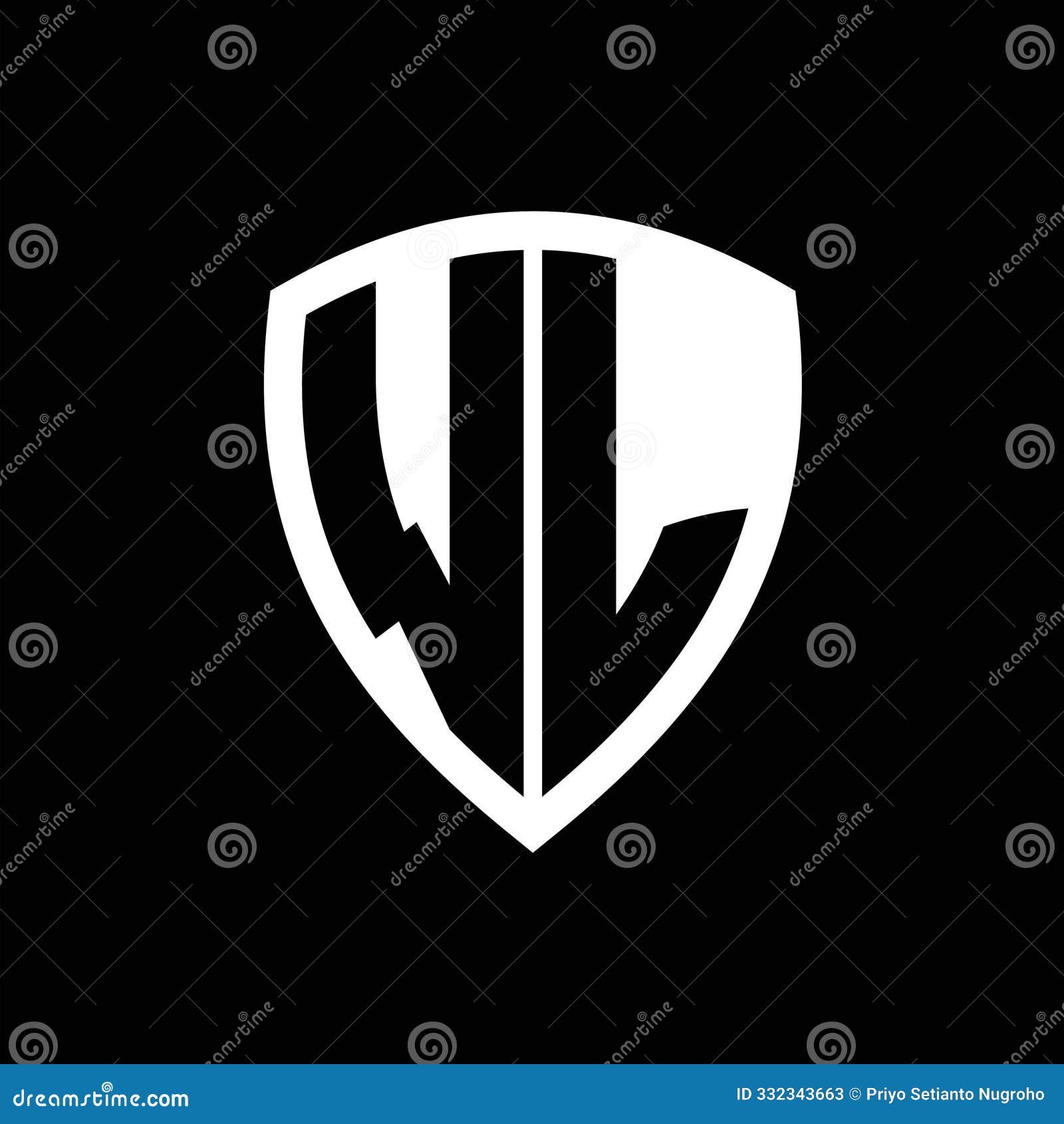 WL Monogram Logo with Bold Letters Shield Shape with Black and White ...