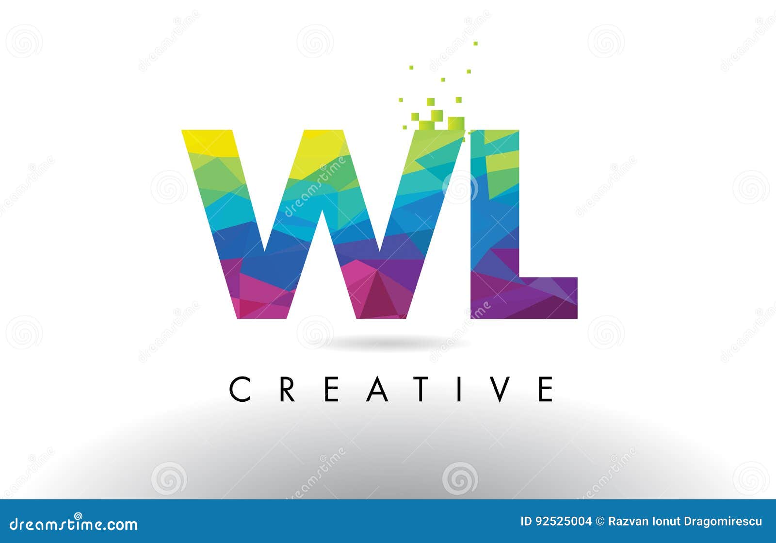 WL W L Colorful Letter Origami Triangles Design Vector. Stock Vector ...