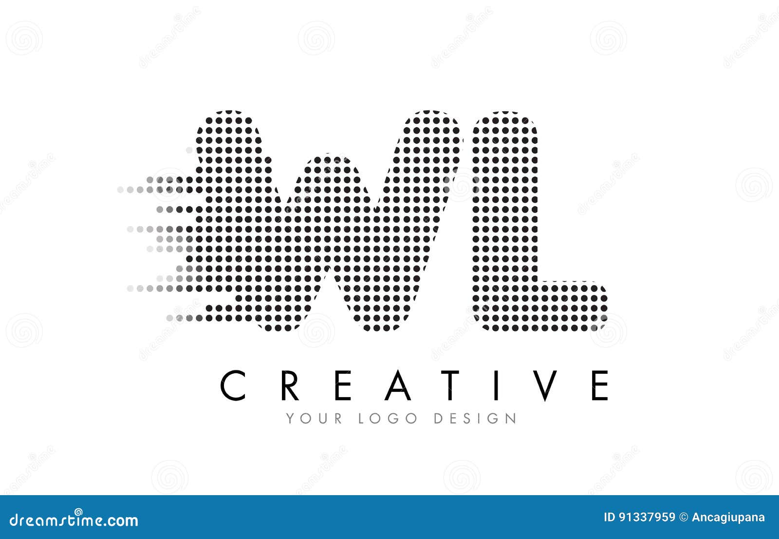 WL W L Letter Logo with Black Dots and Trails. Stock Vector ...