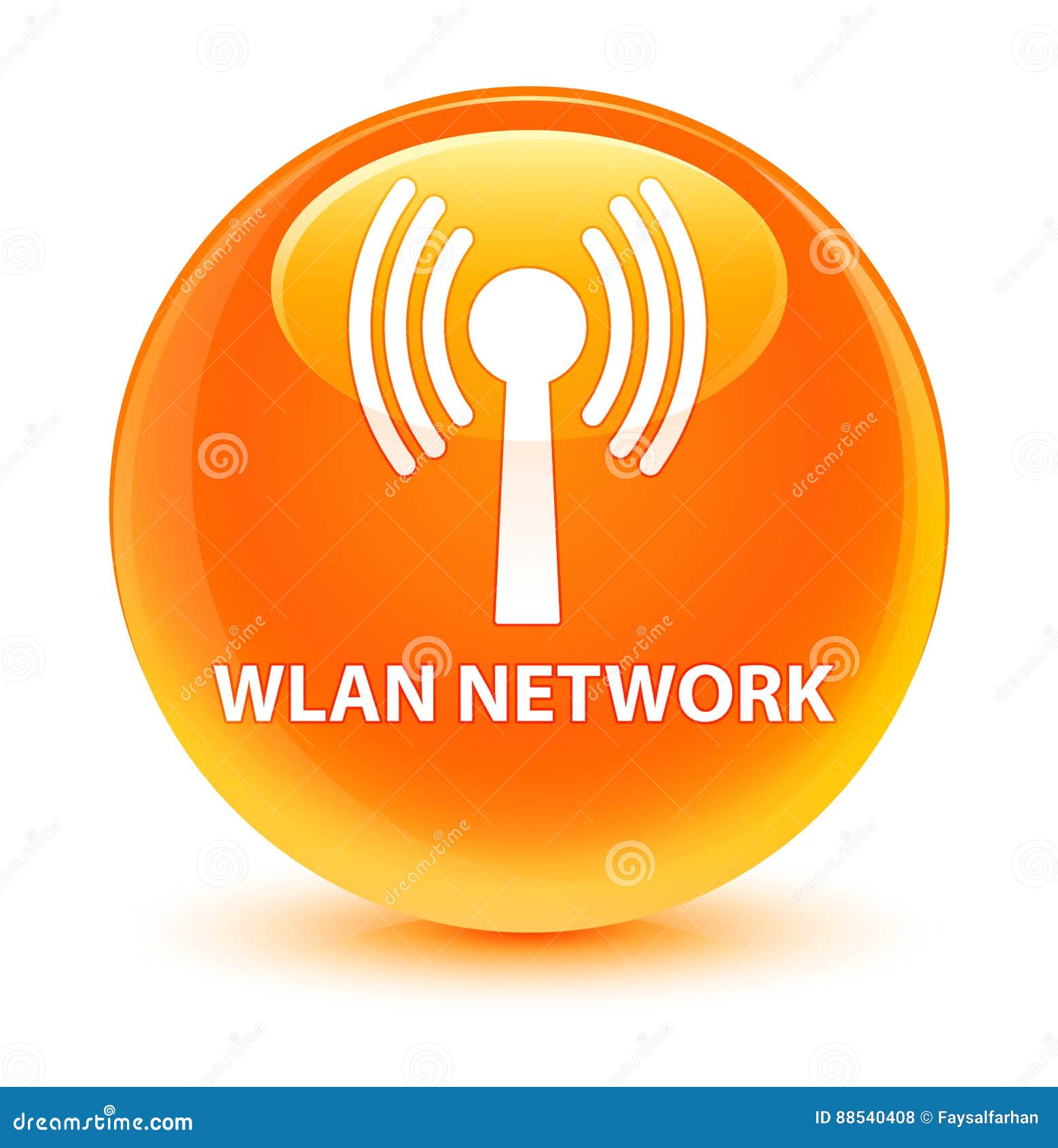 Wlan Network Glassy Orange Round Button Stock Illustration ...