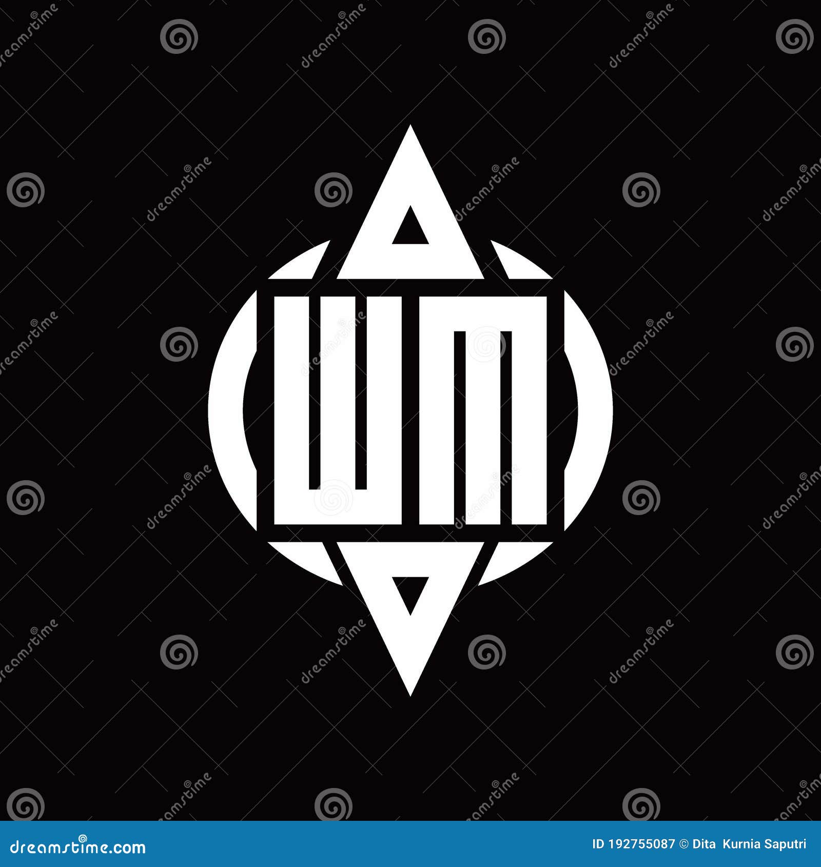 WM Logo with Circle Rounded Combine Triangle Top and Bottom Side Design ...