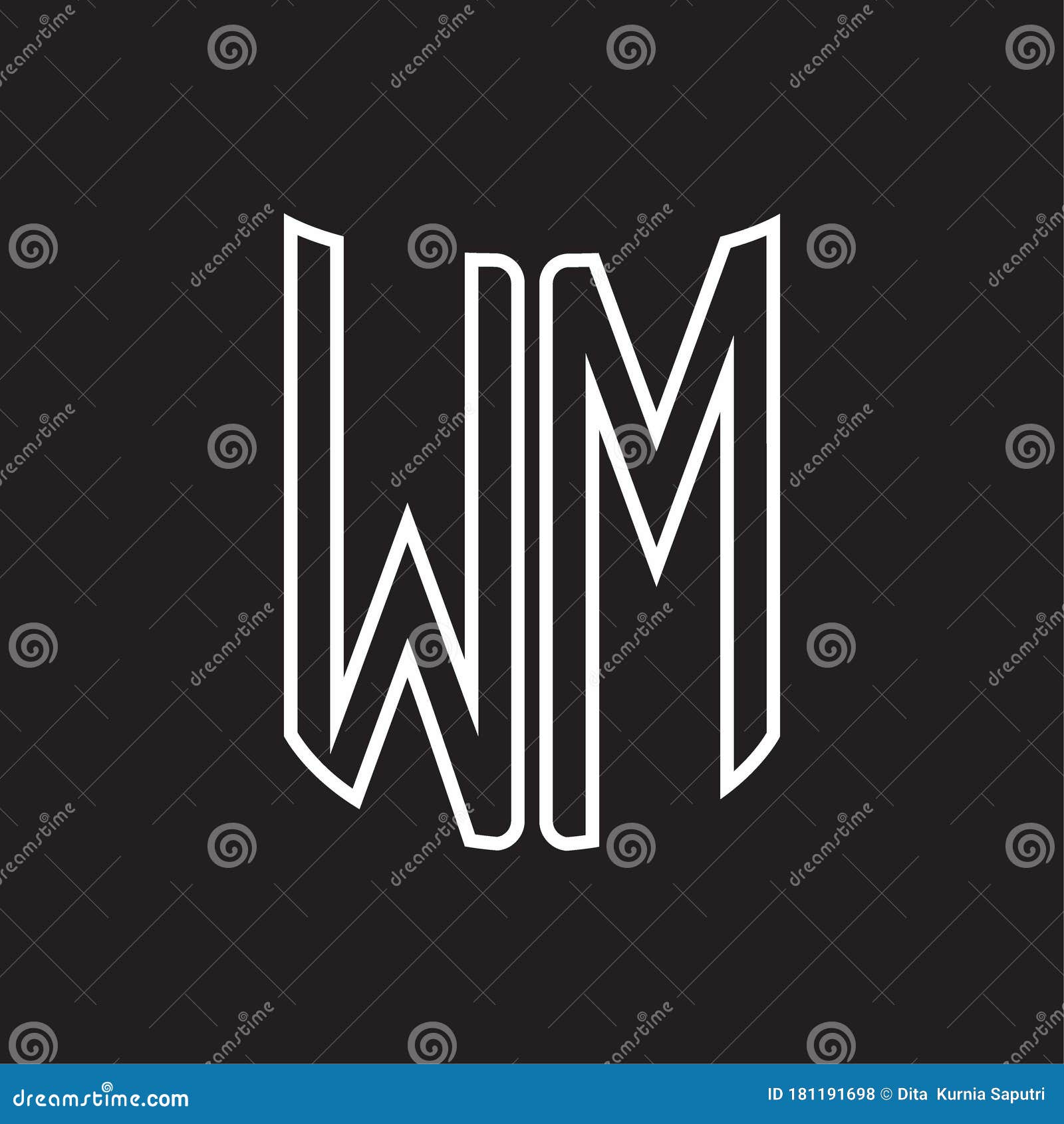 WM Logo Monogram with Ribbon Style Outline Design Template Stock ...