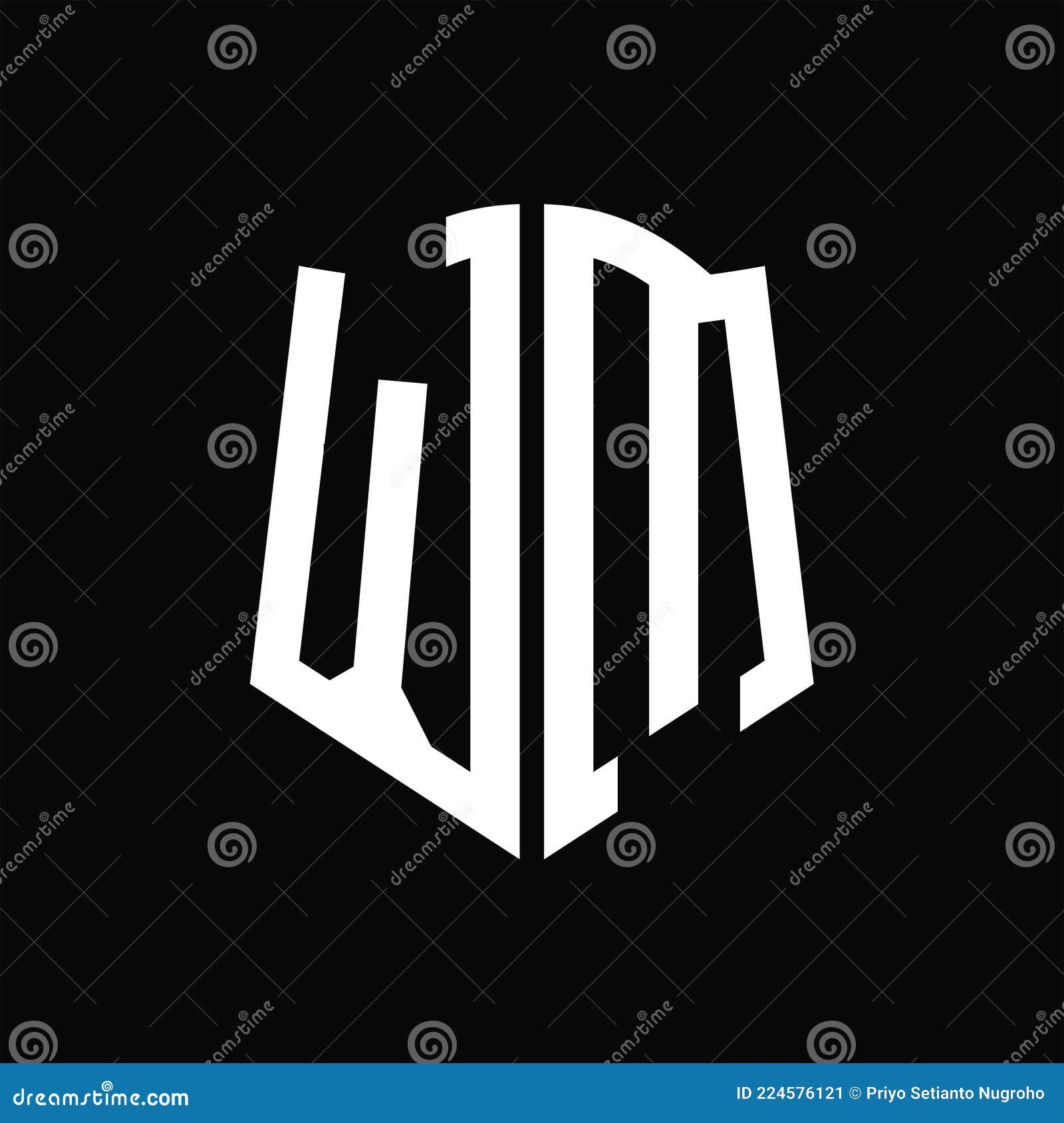 WM Logo Monogram with Shield Shape Ribbon Design Template Stock Vector ...