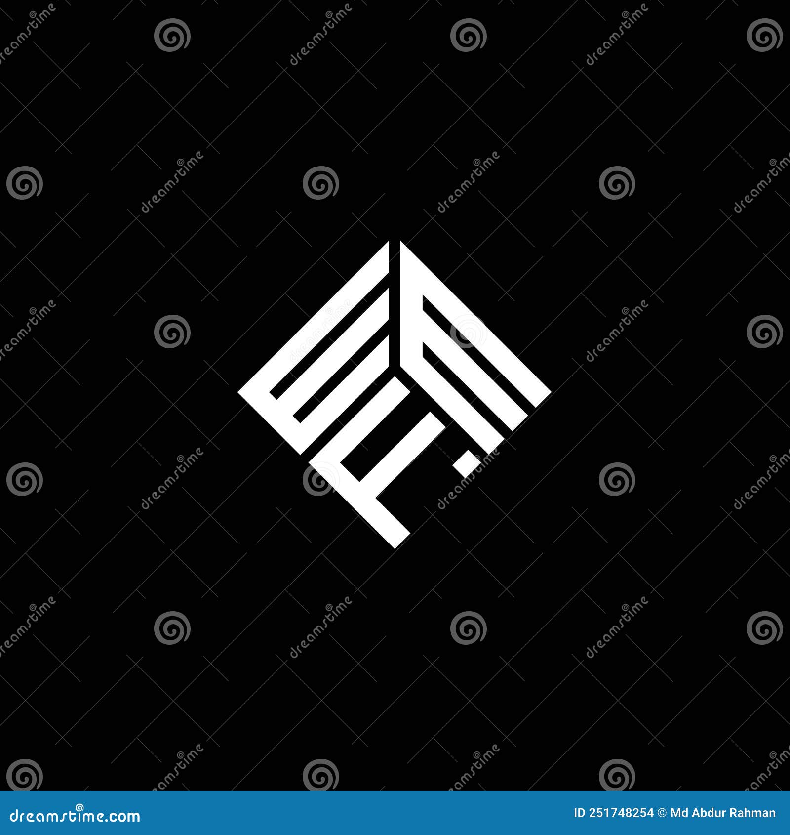 WMF Letter Logo Design on Black Background. WMF Creative Initials ...
