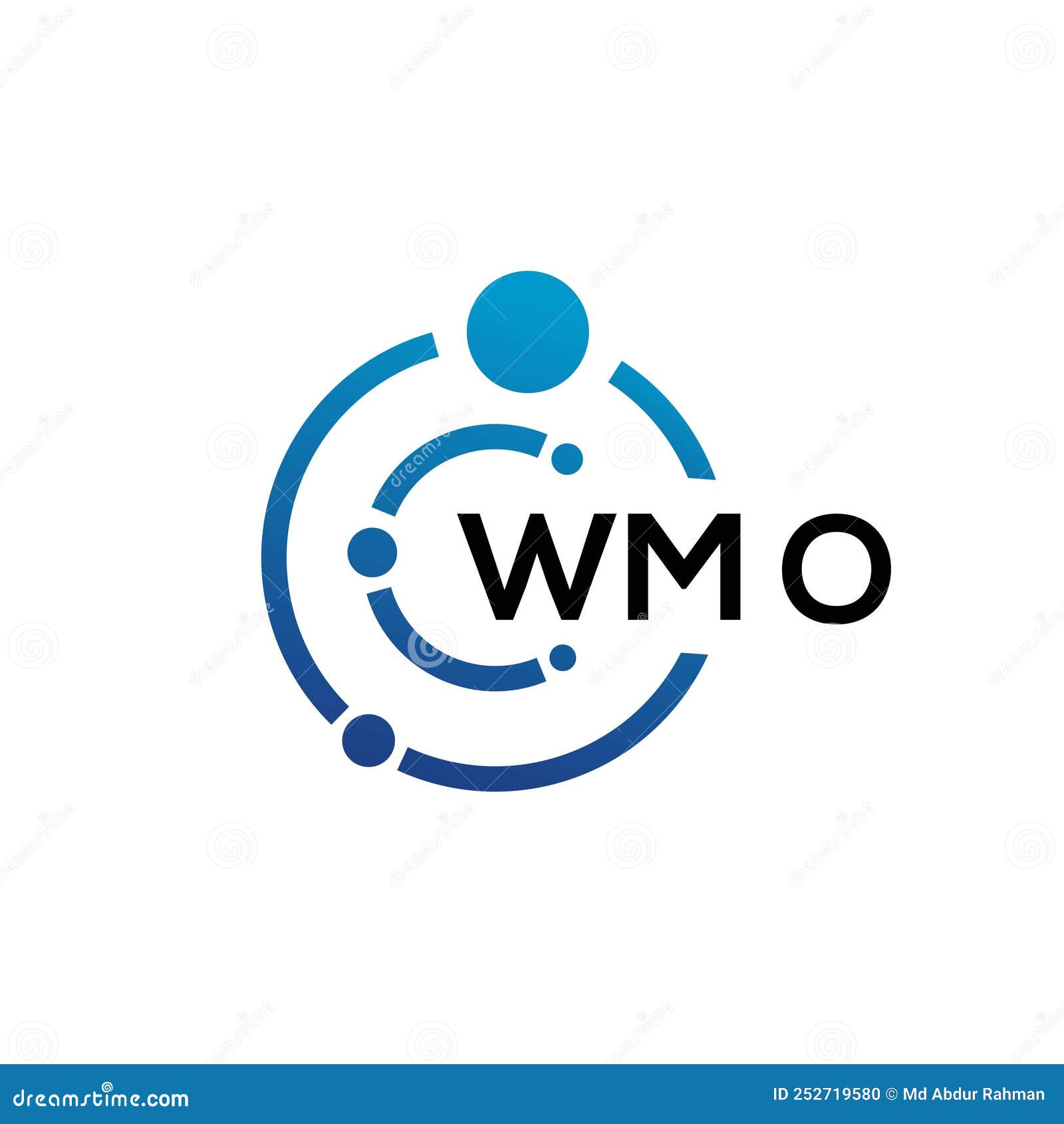 WMO Letter Technology Logo Design on White Background. WMO Creative ...