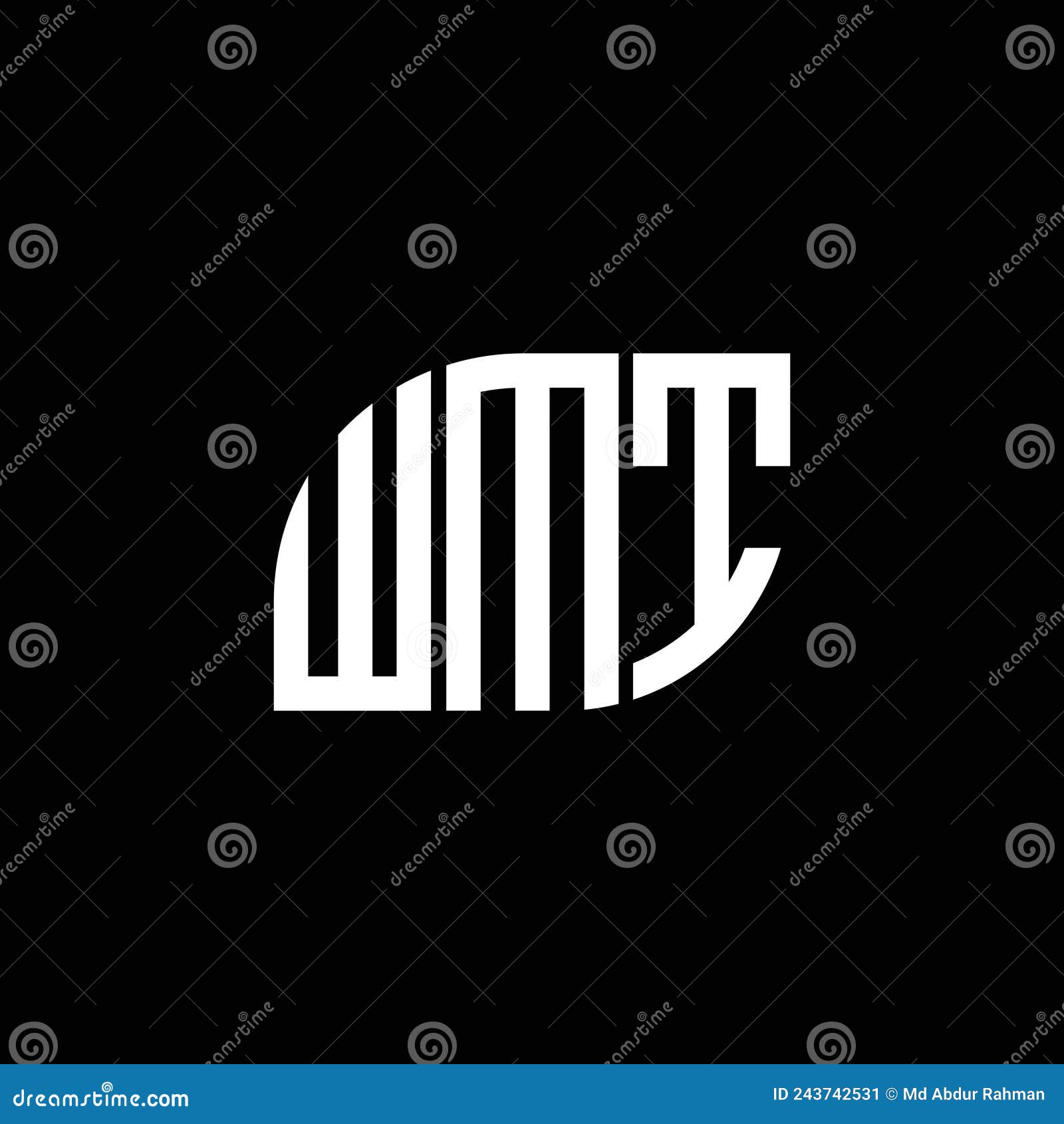 WMT Letter Logo Design on Black Background. WMT Creative Initials ...