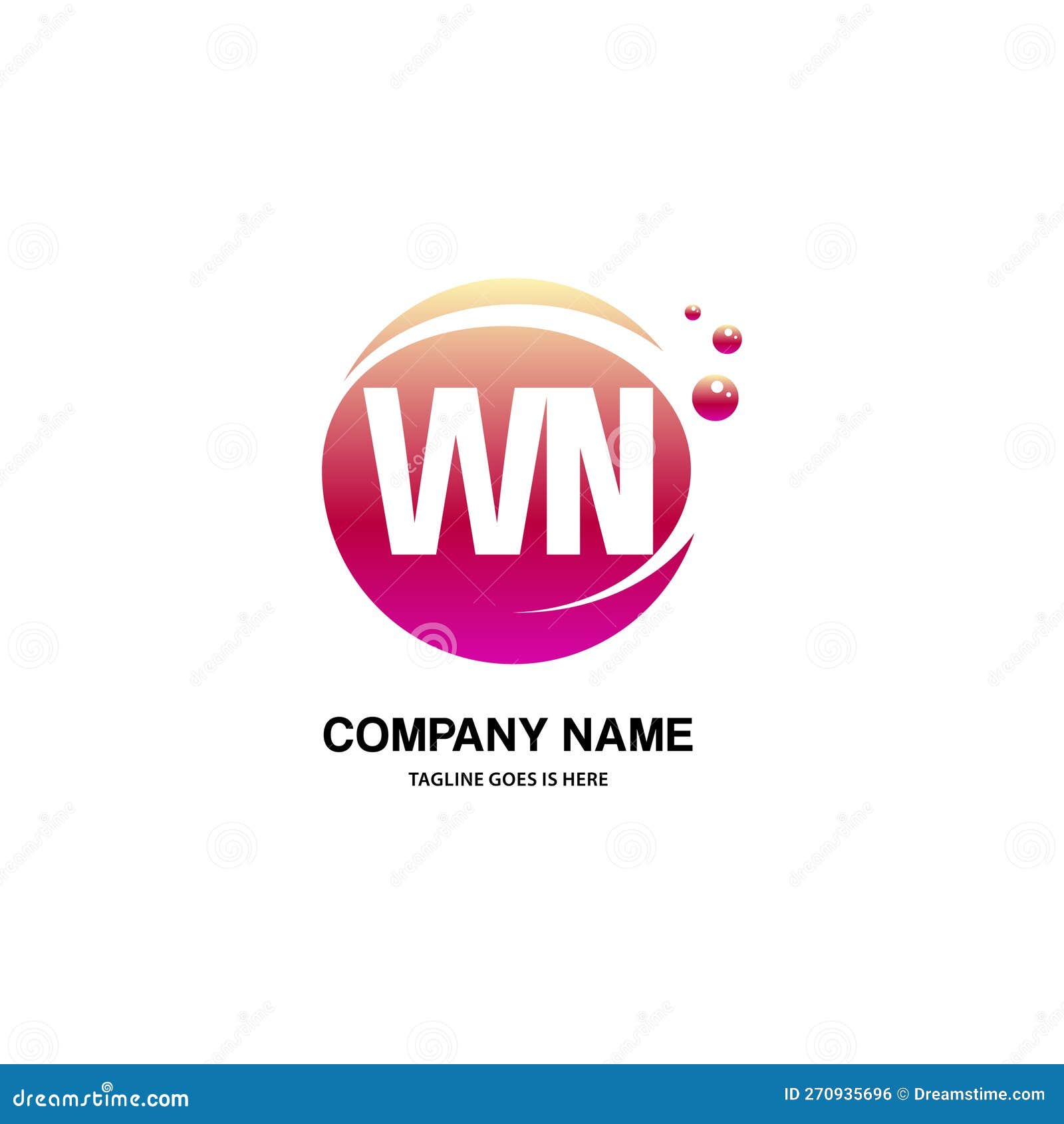 WN Initial Logo with Colorful Circle Template Vector Stock Illustration ...