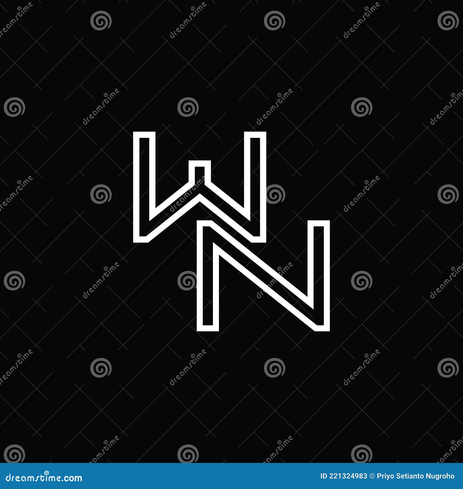 WN Logo Monogram with Line Style Design Template Stock Illustration ...