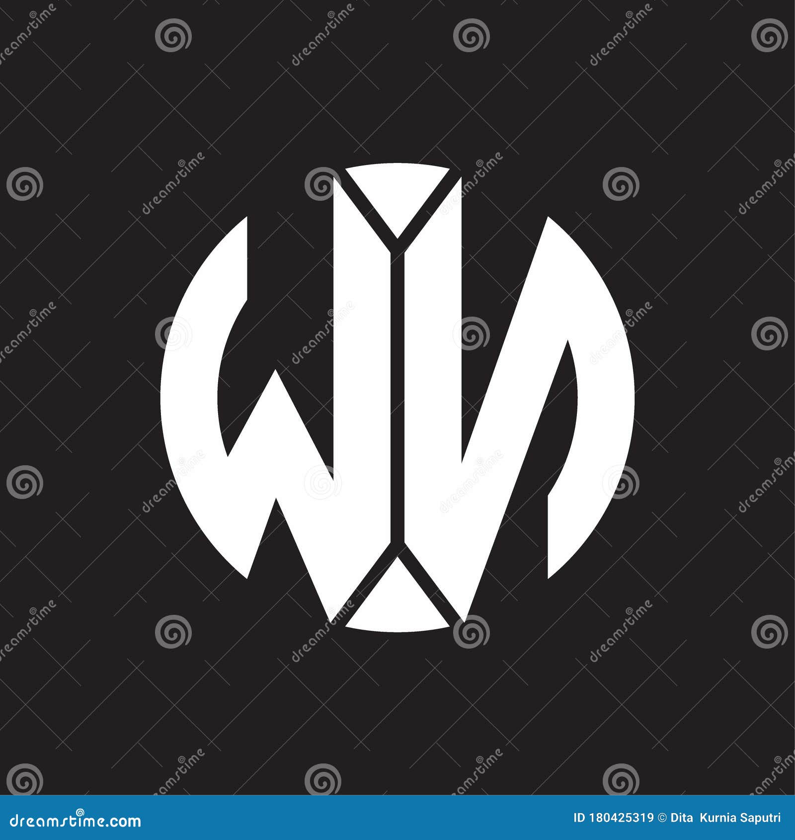 WN Logo Monogram with Piece Circle Ribbon Style Stock Vector ...
