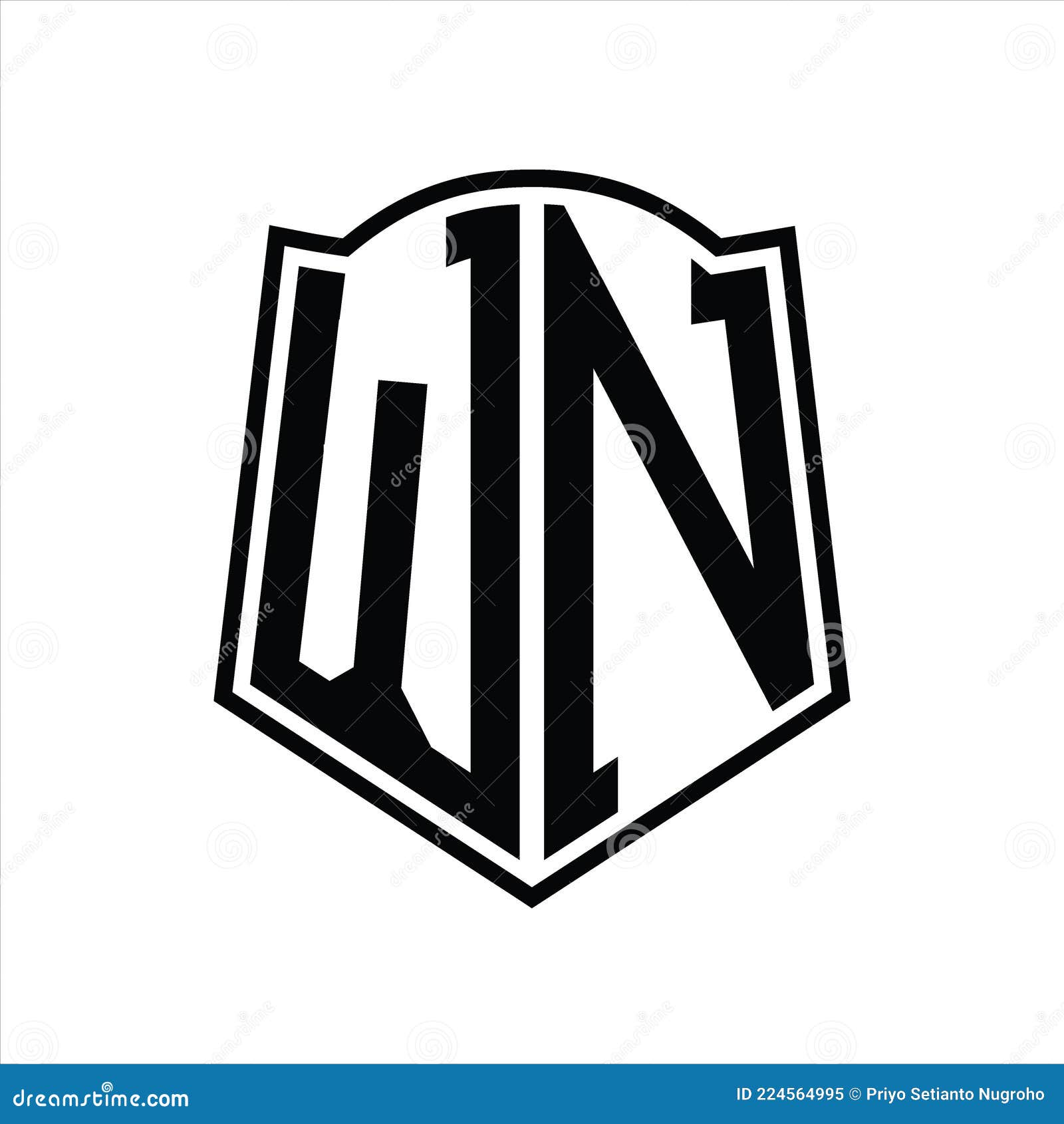 WN Logo Monogram with Shield Shape Outline Design Template Stock Vector ...