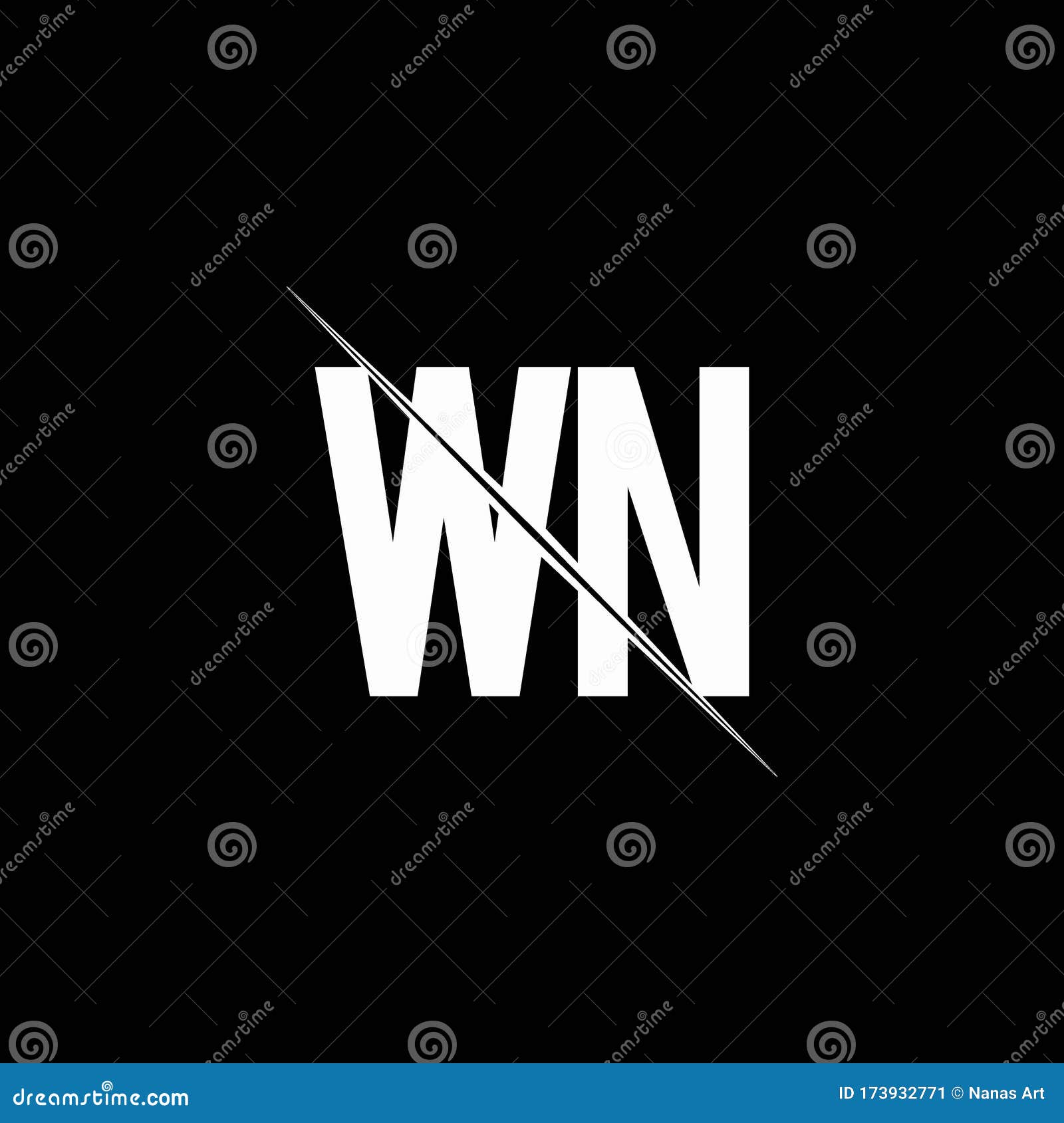 WN Logo Monogram with Slash Style Design Template Stock Vector ...