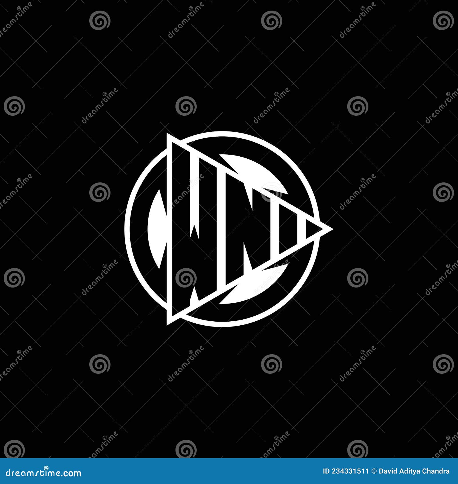 WN Logo Monogram Triangle Play Shape Circle Rounded Stock Vector ...