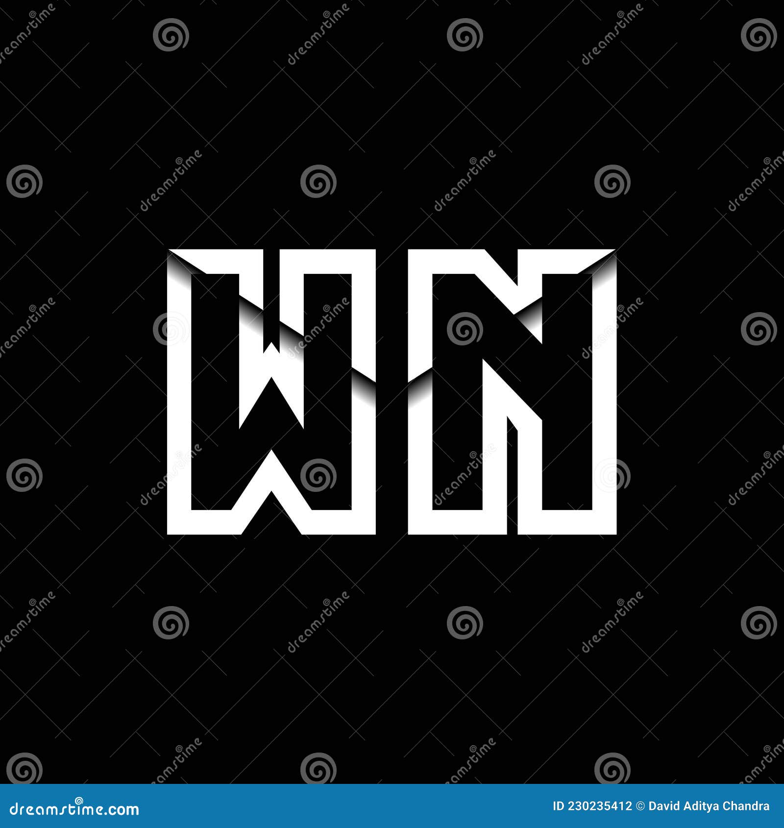 WN Monogram Envelope Shape Style Stock Vector - Illustration of black ...