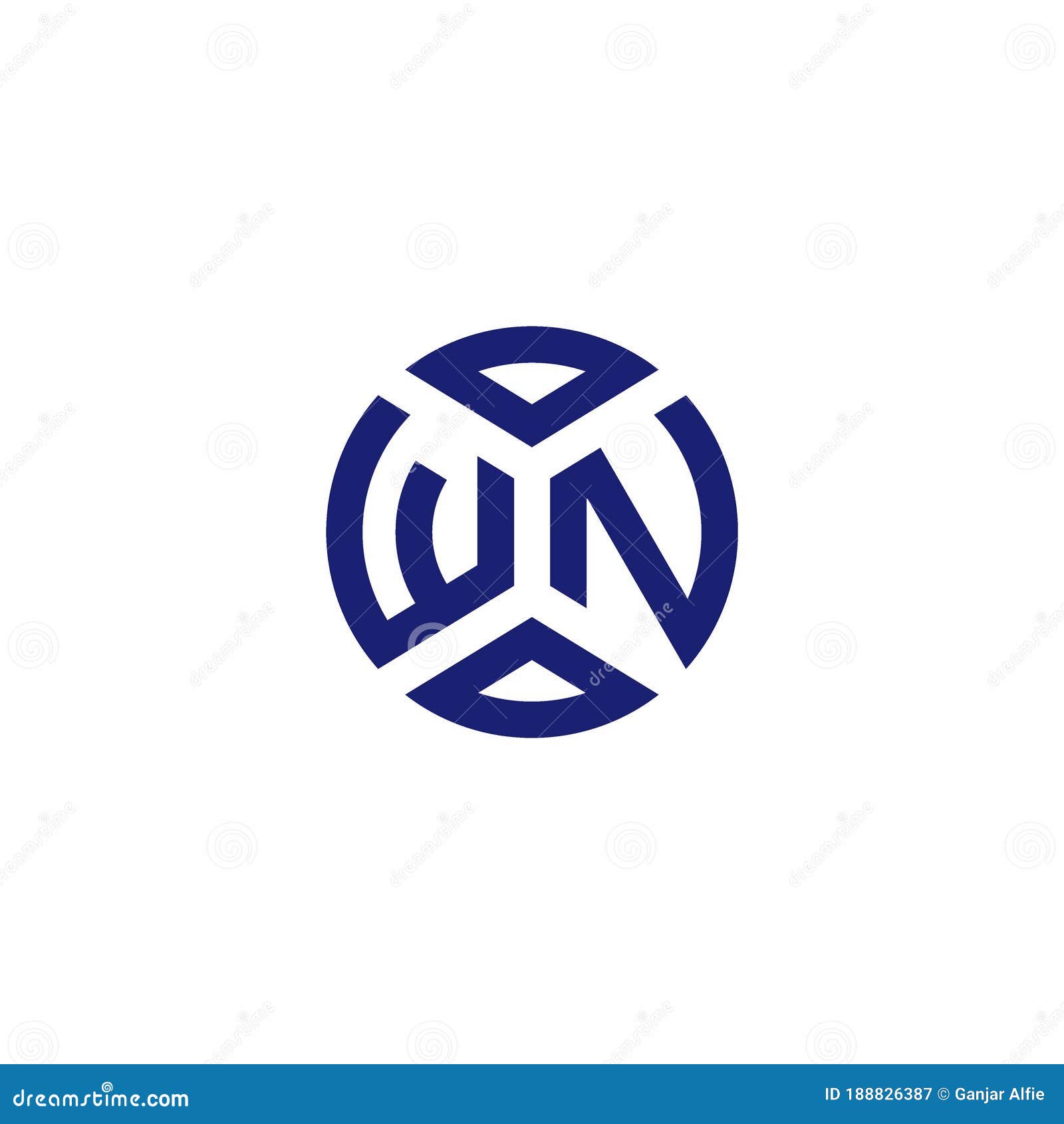 WN Monogram Logo with Abstract Shapes in Modern Style Stock Vector ...