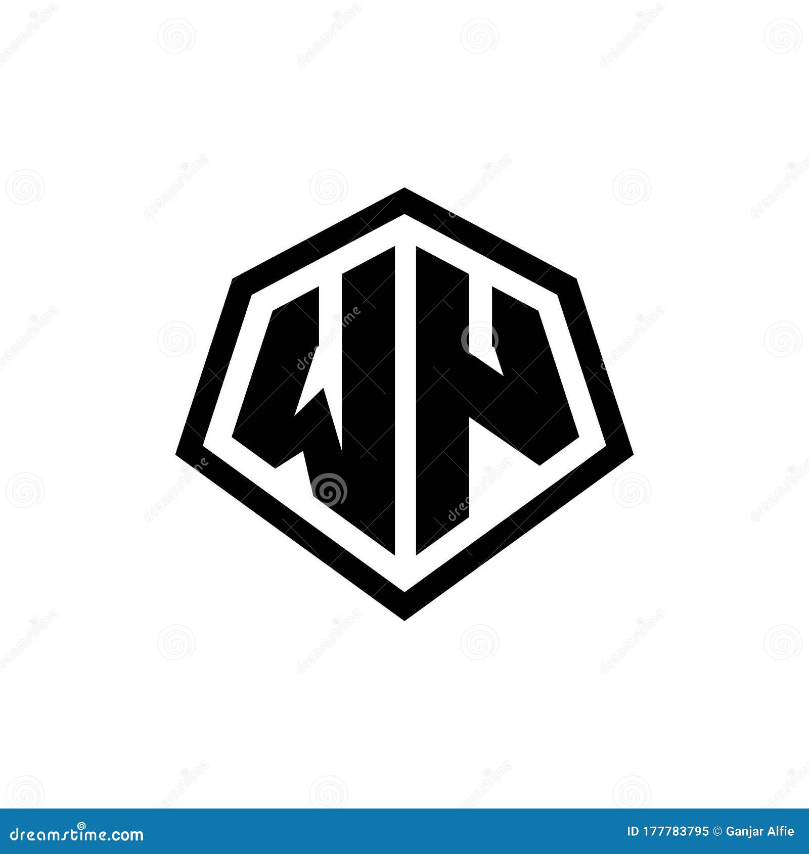 WN Monogram Logo with Hexagon Shape and Line Rounded Style Design ...