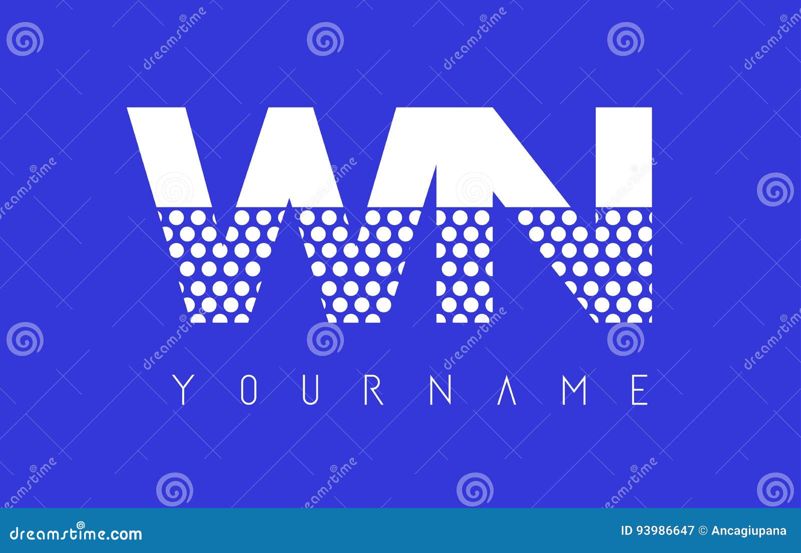 WN W N Dotted Letter Logo Design with Blue Background. Stock Vector ...