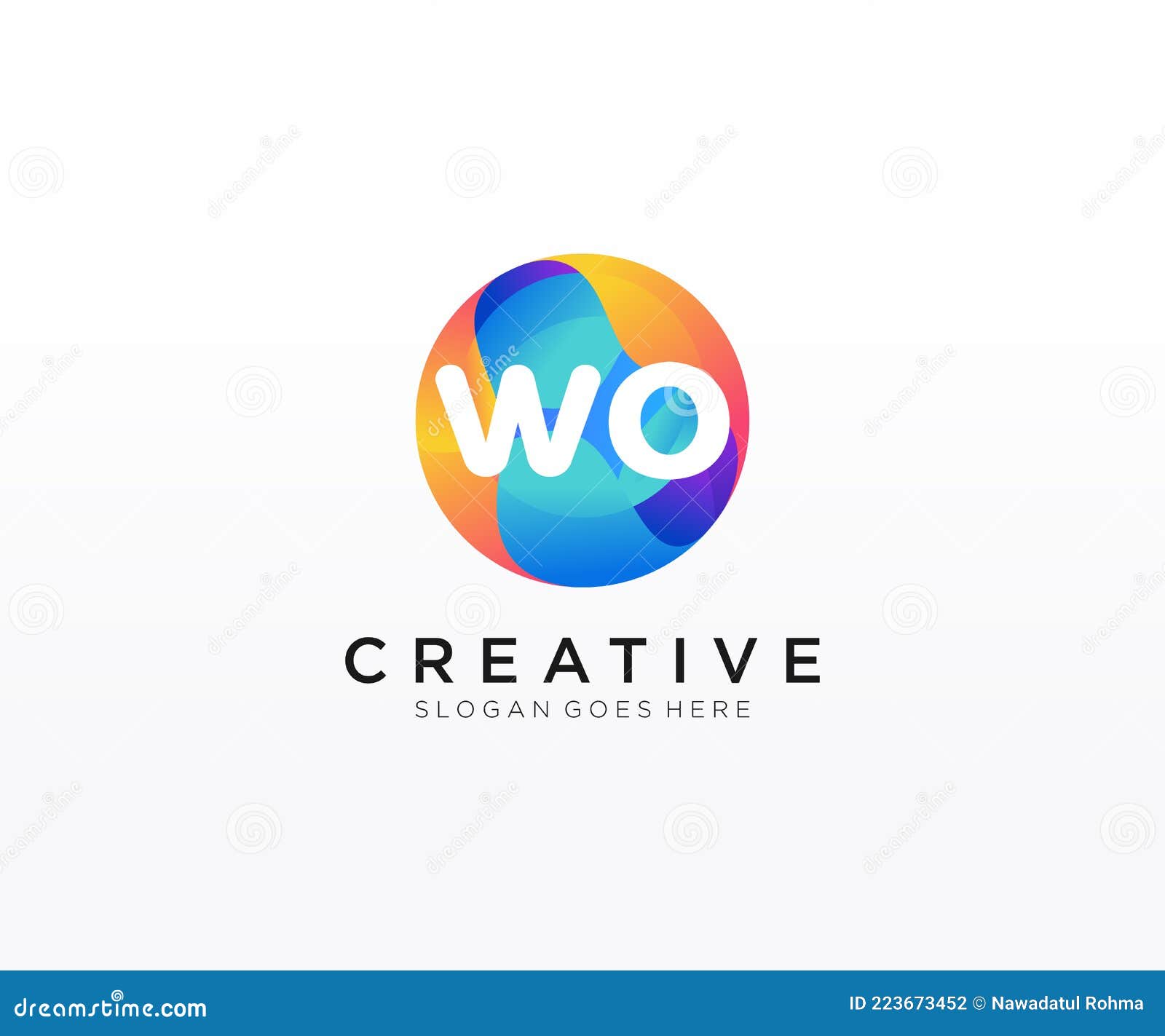 WO Initial Logo with Colorful Circle Template Vector Stock Vector ...