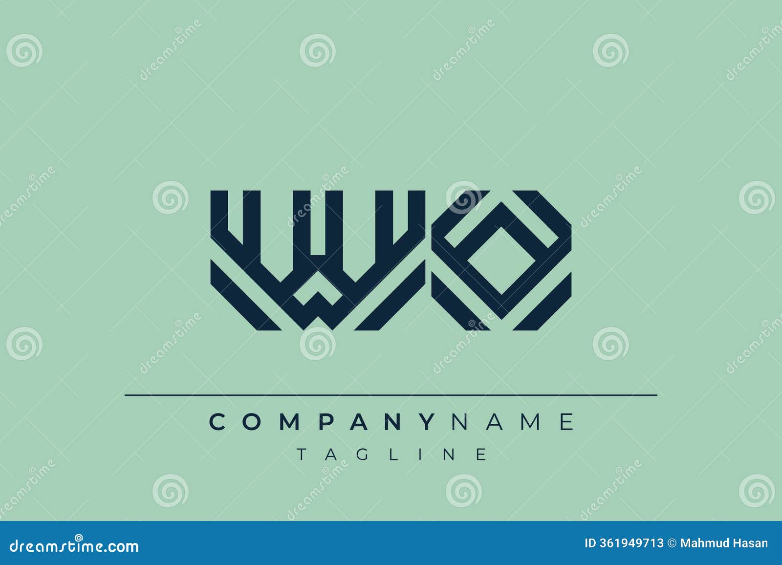 WO Minimal Line Logo Cartoon Vector | CartoonDealer.com #361949713