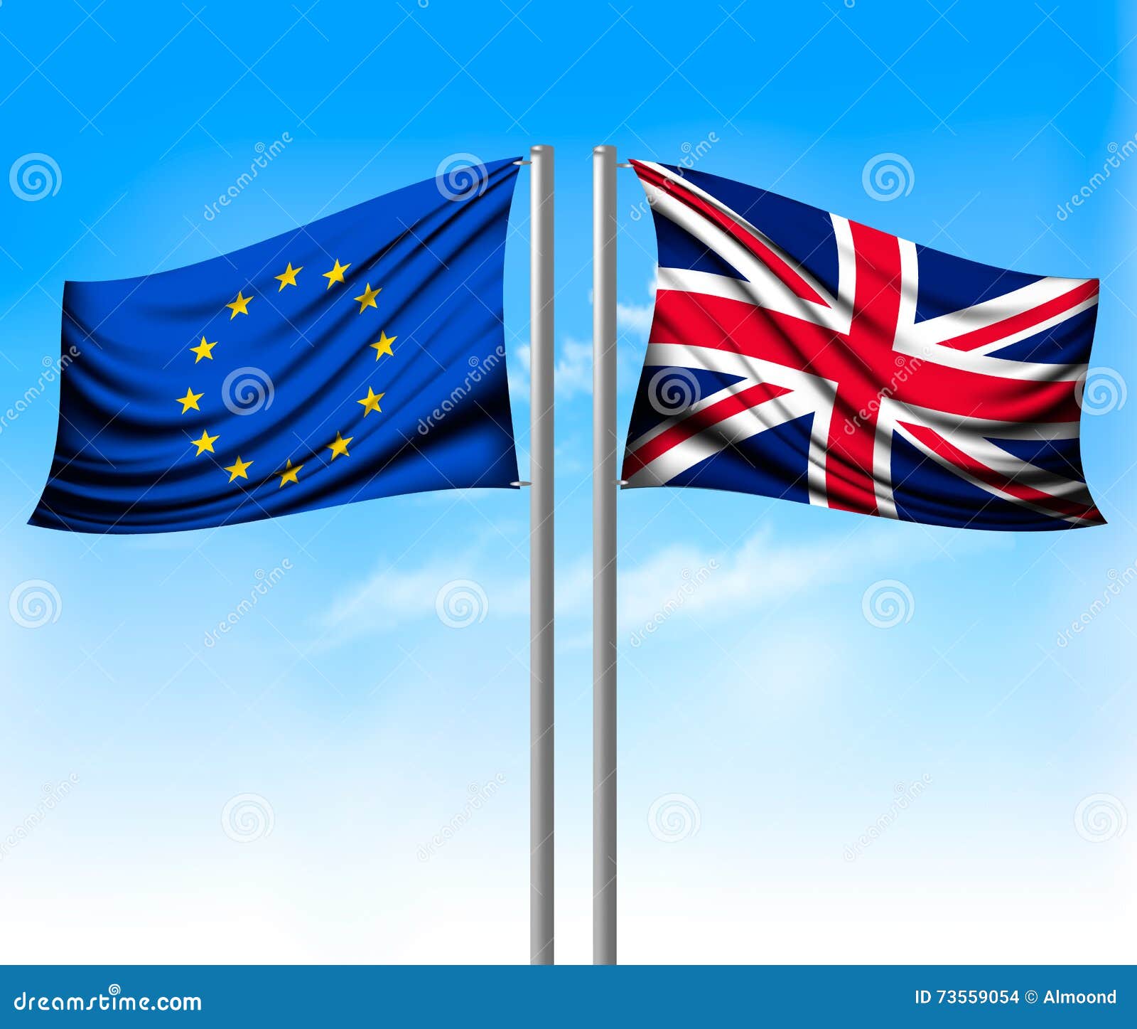 Wo Separate Flags - EU and UK. Brexit Concept Stock Vector ...
