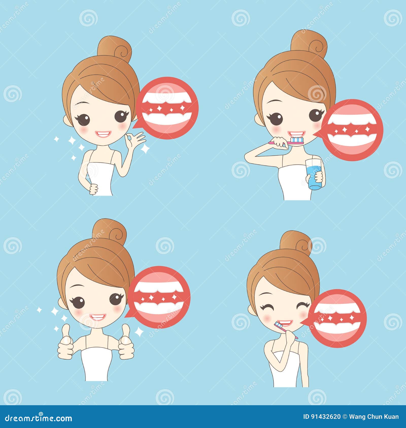 Woamn teeth whitening stock vector. Illustration of advertise - 91432620