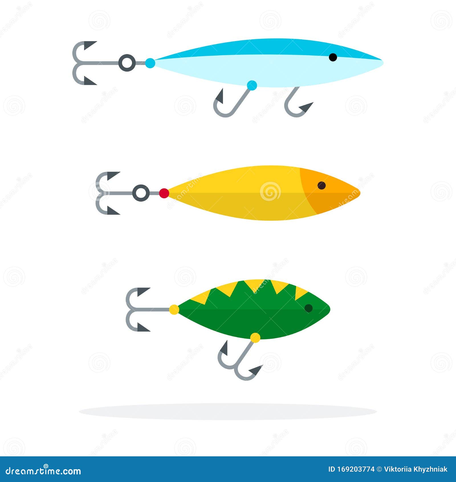 Wobbler in the Form of Fish of Different Colors Flat Isolated Stock ...