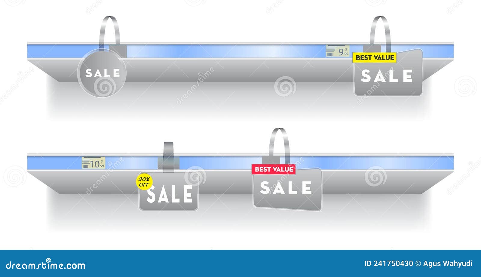 Set of Realistic Wobbler White Sale Tag or Price Tag Label Promotion or ...