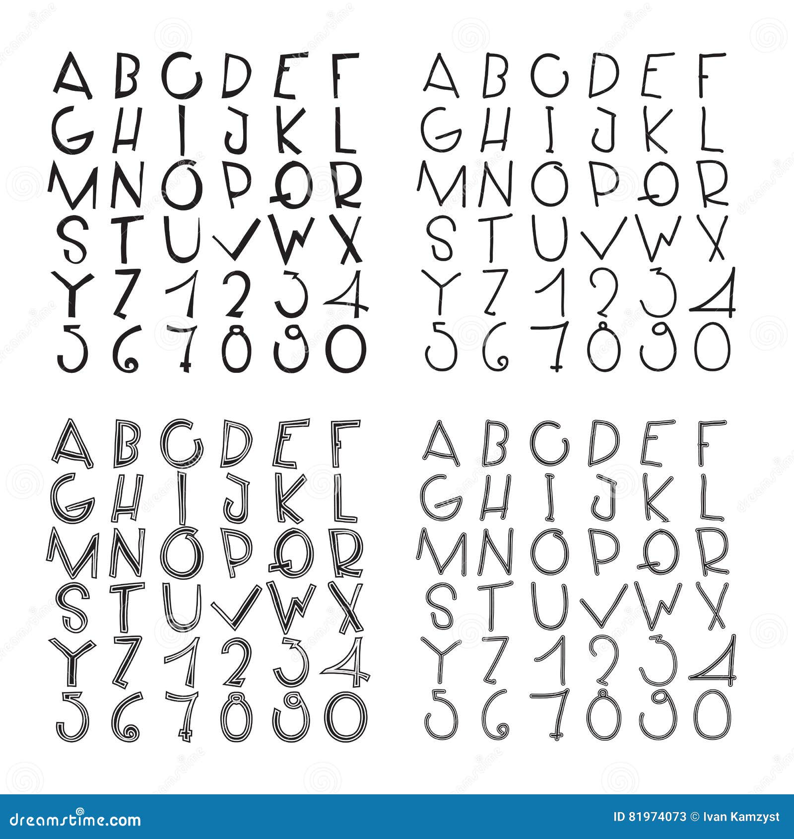 Wobbly Fonts Collection with Rough Grungy Decorative Alphabet Stock ...