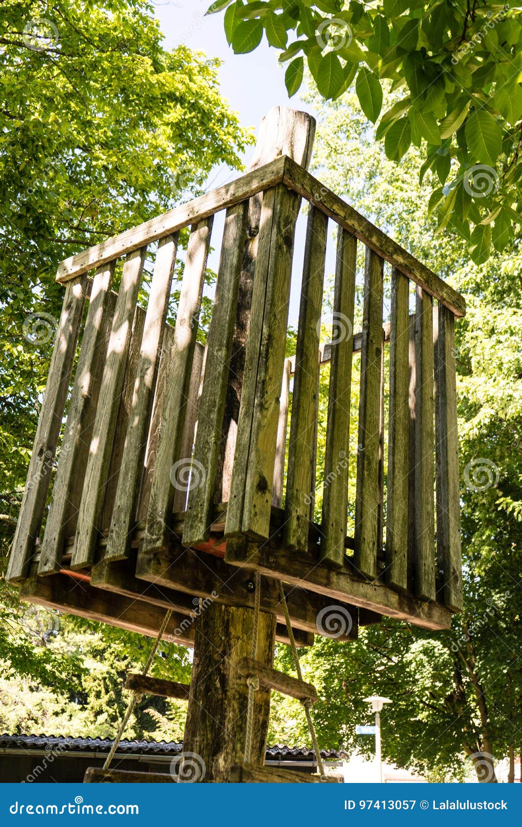 Wodden Tree House in the Summer Stock Image - Image of path, home: 97413057