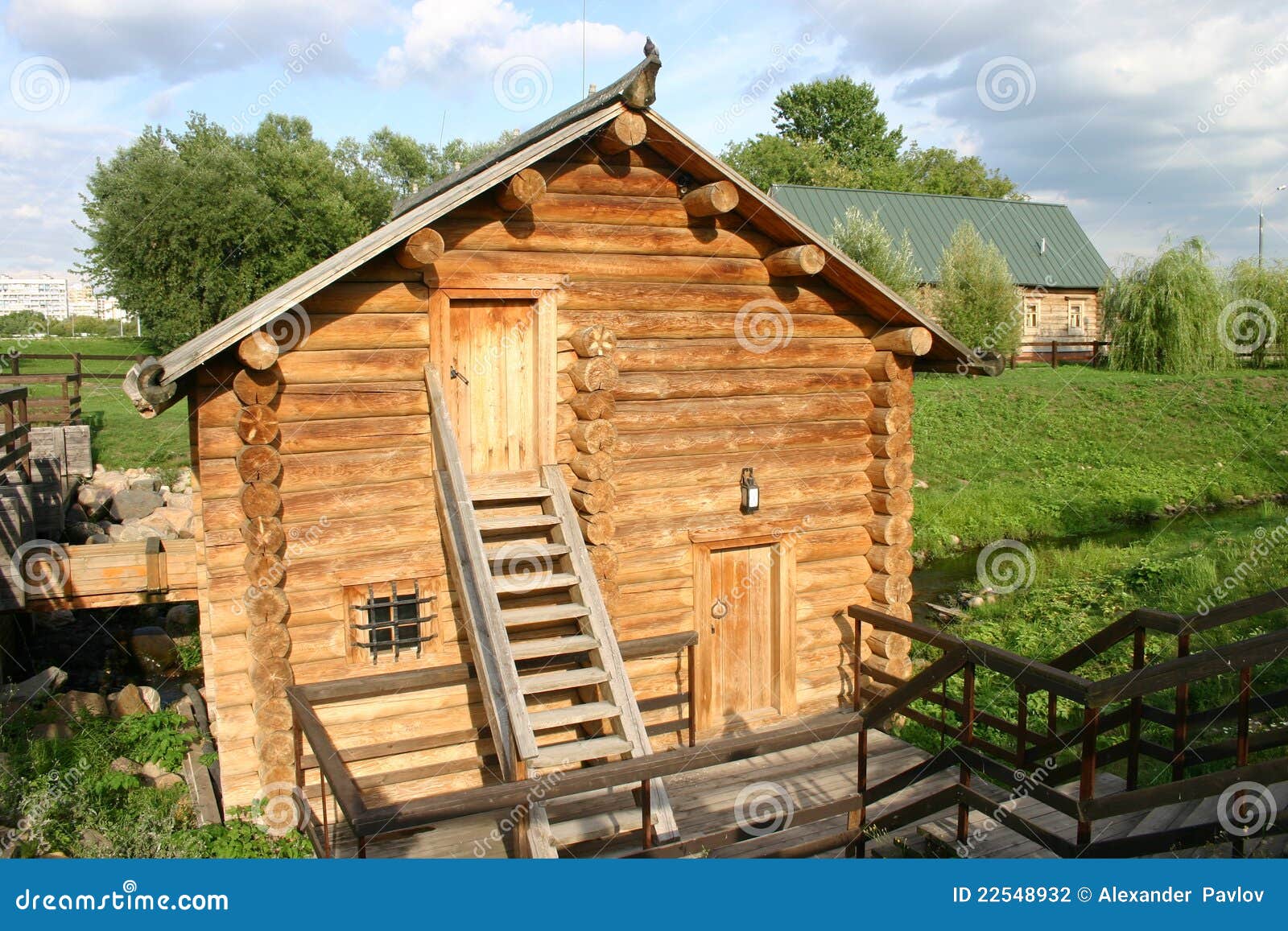 Woden house with a ladder stock photo. Image of framework - 22548932