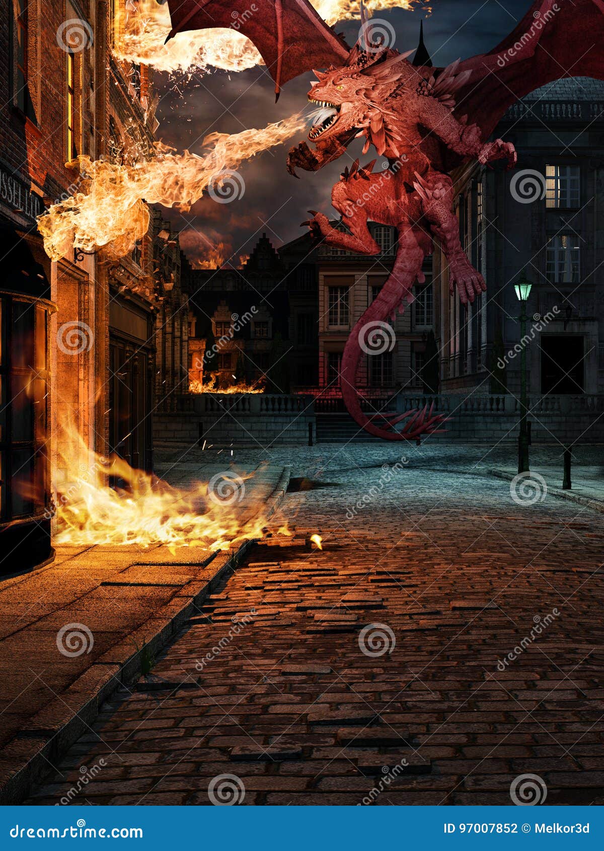 Woede van de rode draak stock illustratie. Illustration of nacht - 97007852