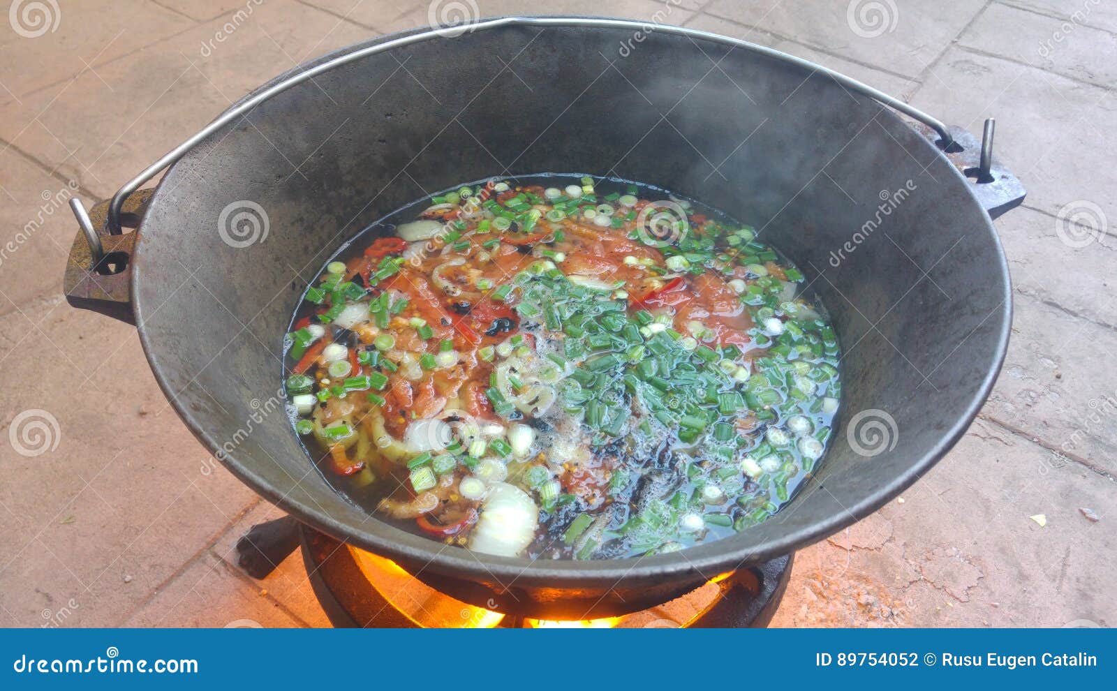 Wok with fish soup stock photo. Image of cook, smokey - 89754052