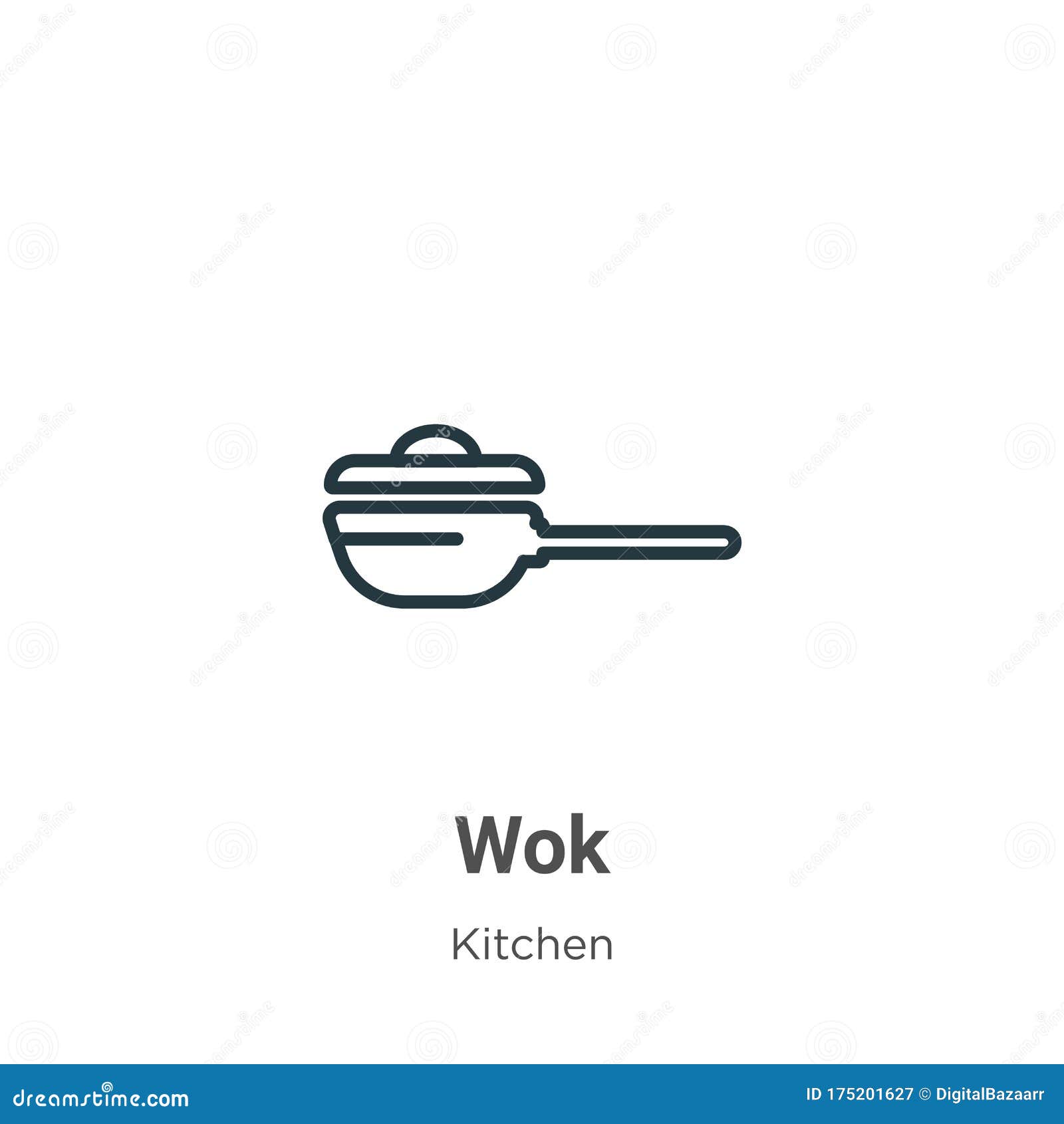 Wok Outline Vector Icon. Thin Line Black Wok Icon, Flat Vector Simple ...