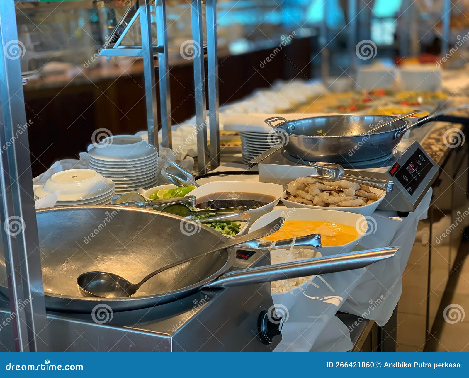 Wok Station stock photo. Image of table, dish, brunch - 266421060