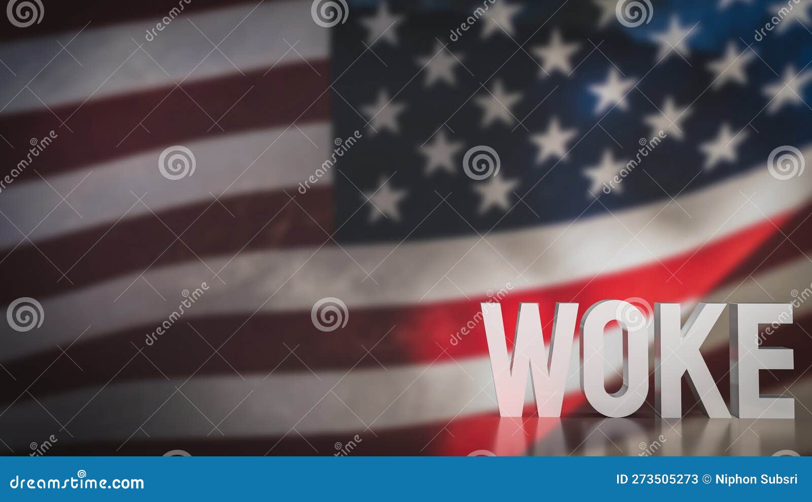 The Woke Text on America Flag Background 3d Rendering Stock ...